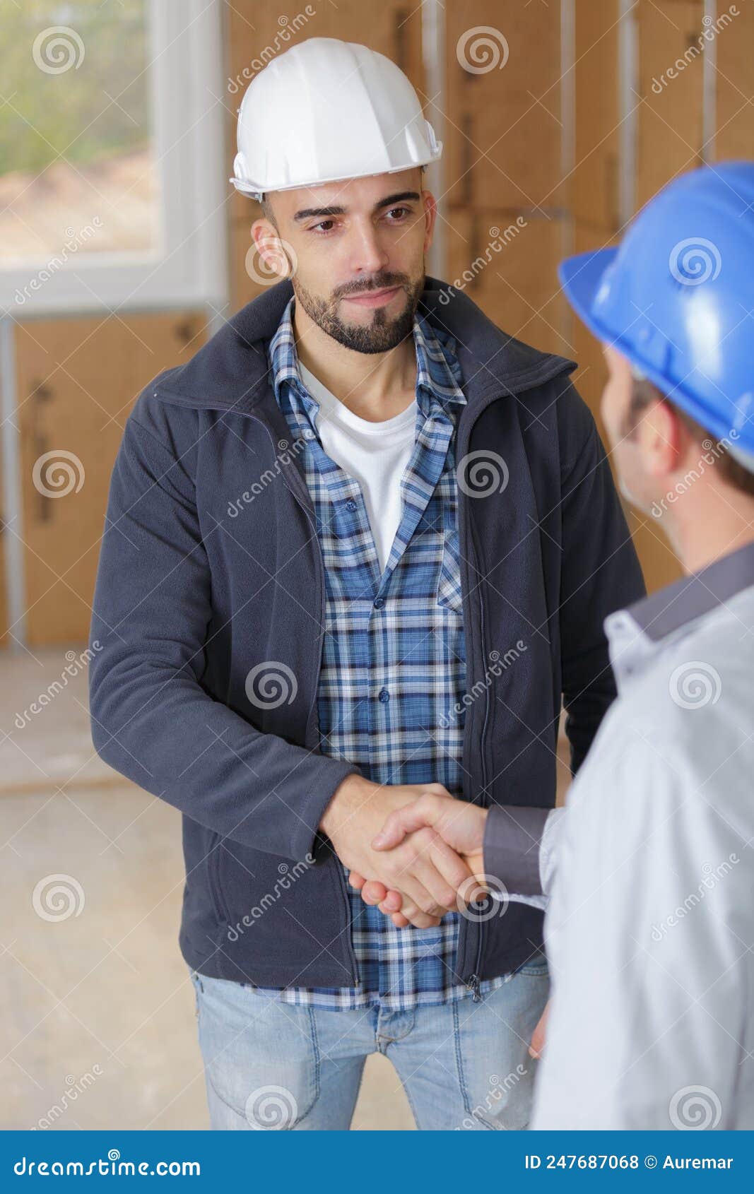 Portrait Contractors Shaking Hands Stock Photo - Image of trust ...