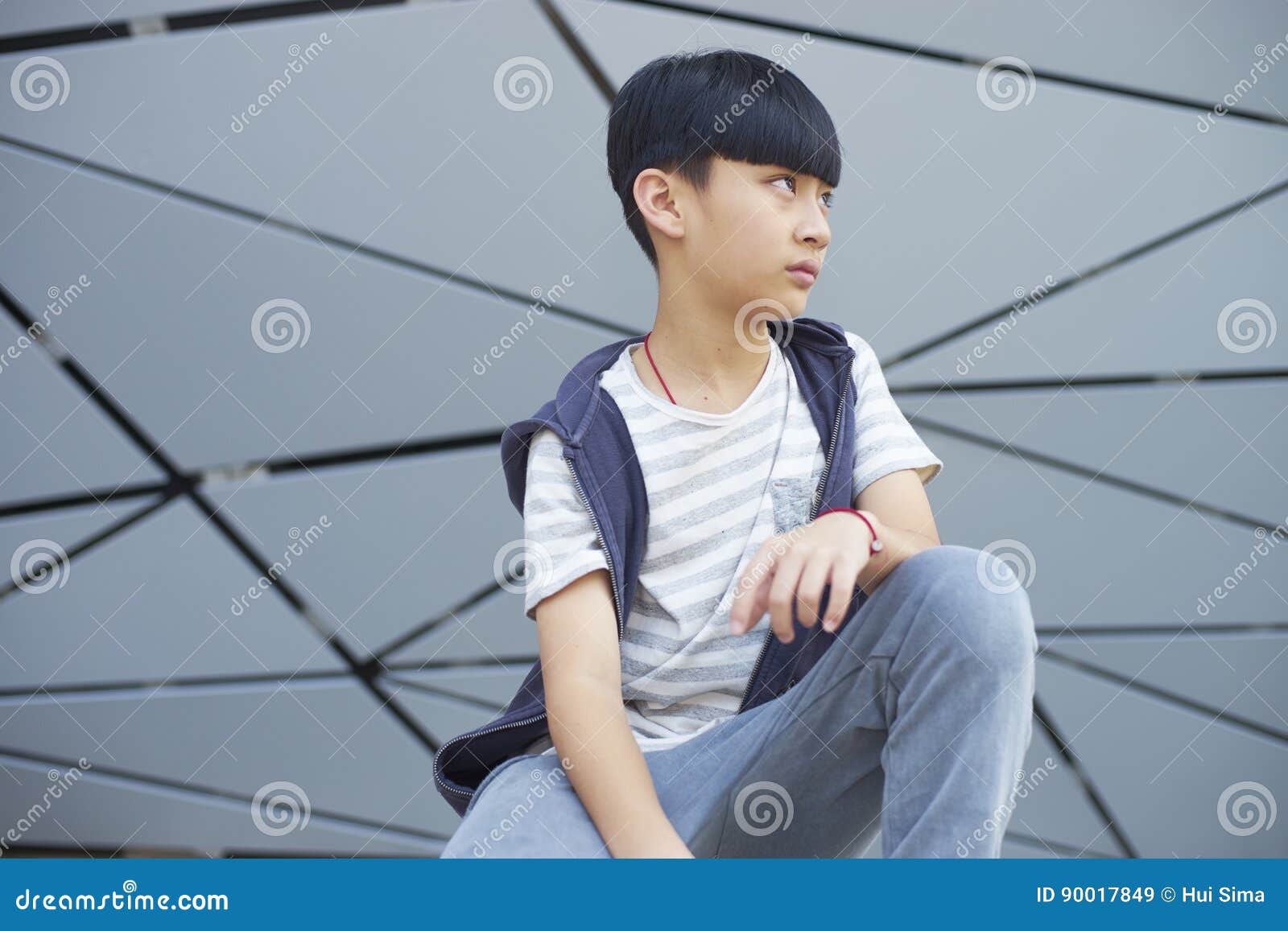 Portrait of Cool Asian Kid Posing Outdoors Stock Image - Image of male ...