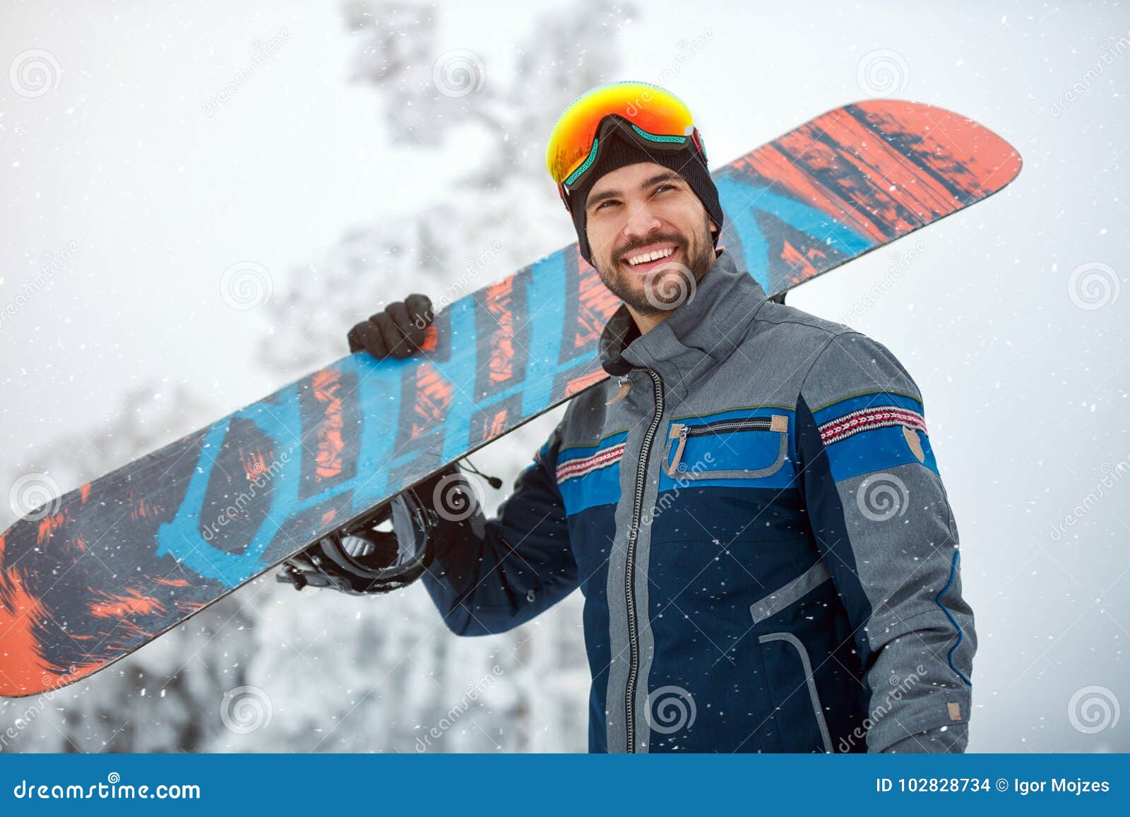 Portrait of Cool Snowboarder Stock Photo - Image of season, recreation ...