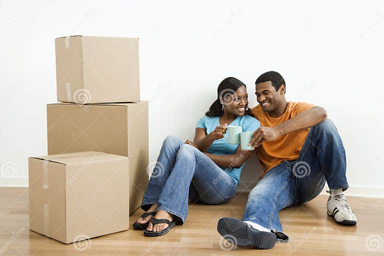 Portrait of Couple with Boxes. Stock Photo - Image of packing, couple ...