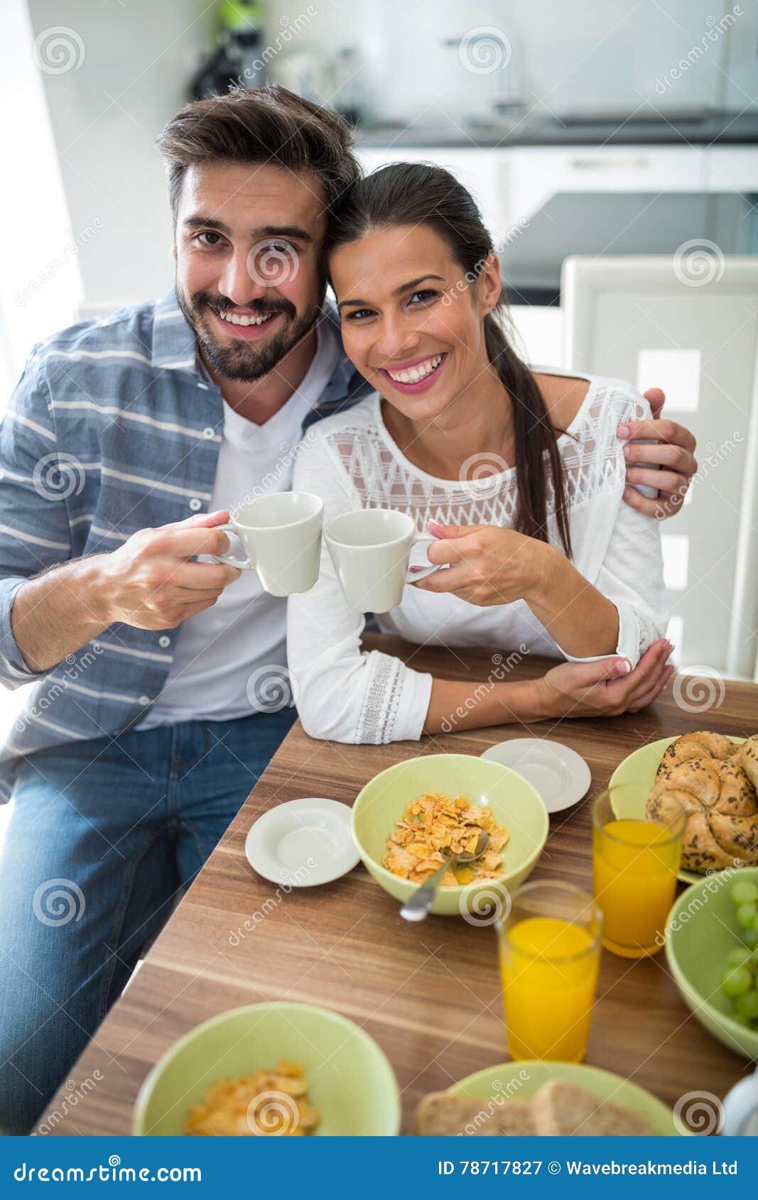 Portrait of Couple Having Breakfast Stock Image - Image of eating ...