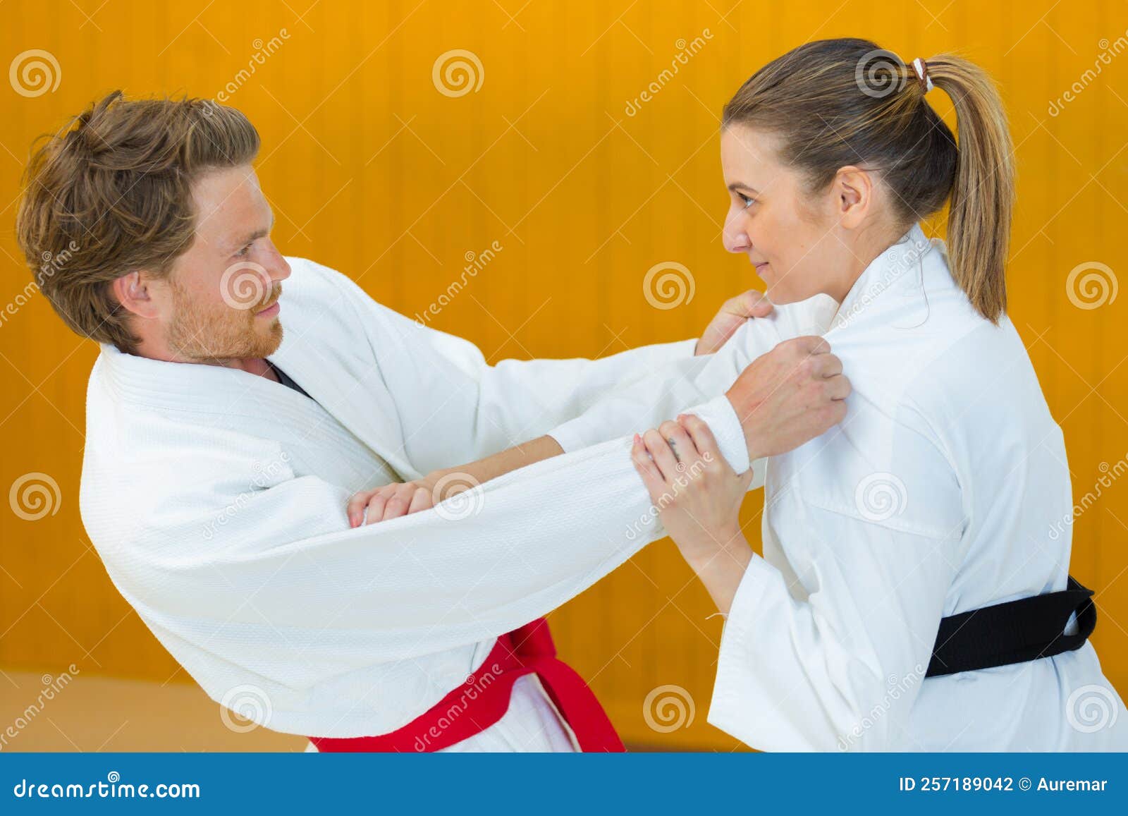 Portrait Couple in Karate Class Stock Photo - Image of moitai ...