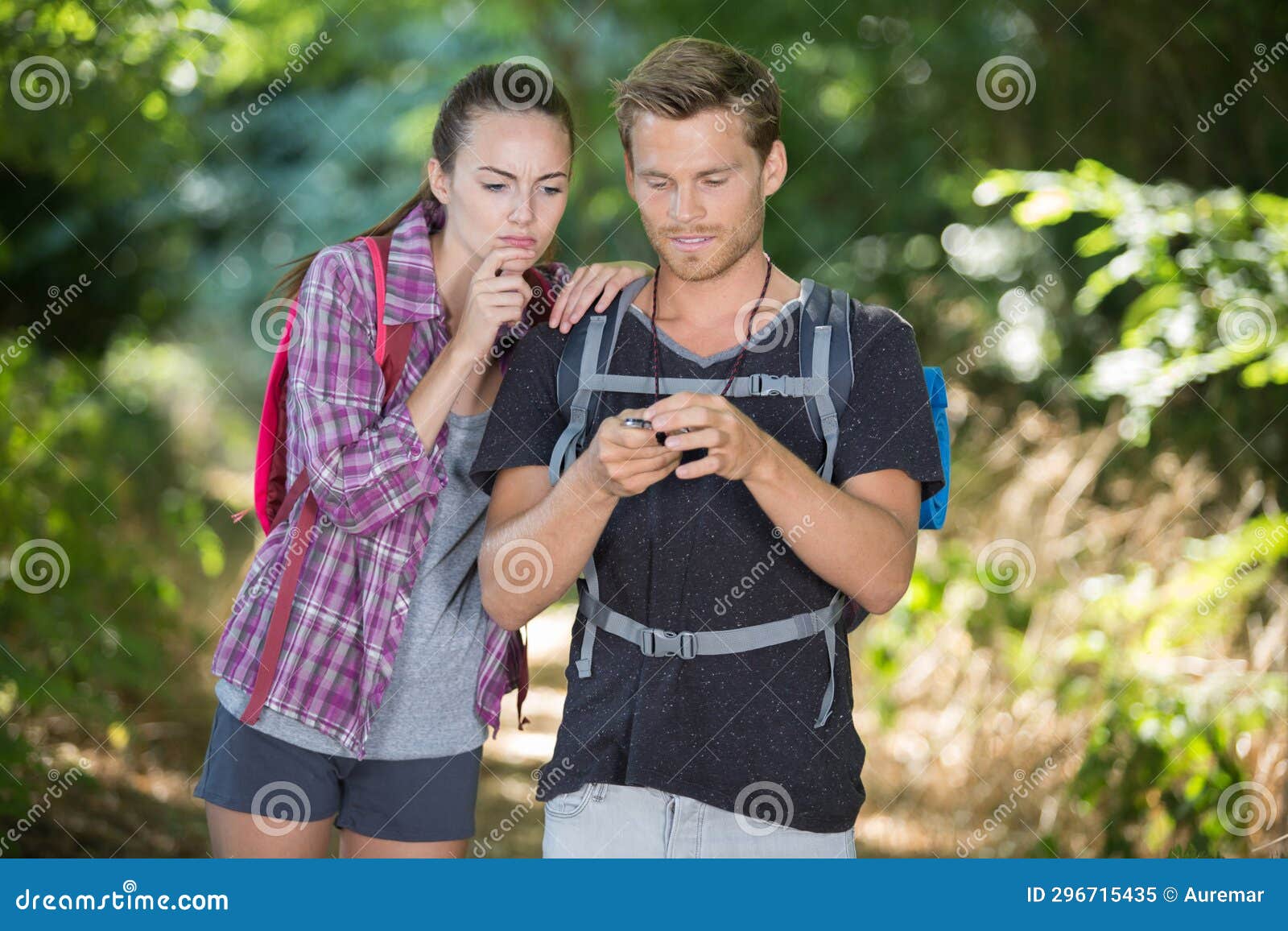 Portrait Couple Reading Compass Stock Image - Image of read, compass: 296715435