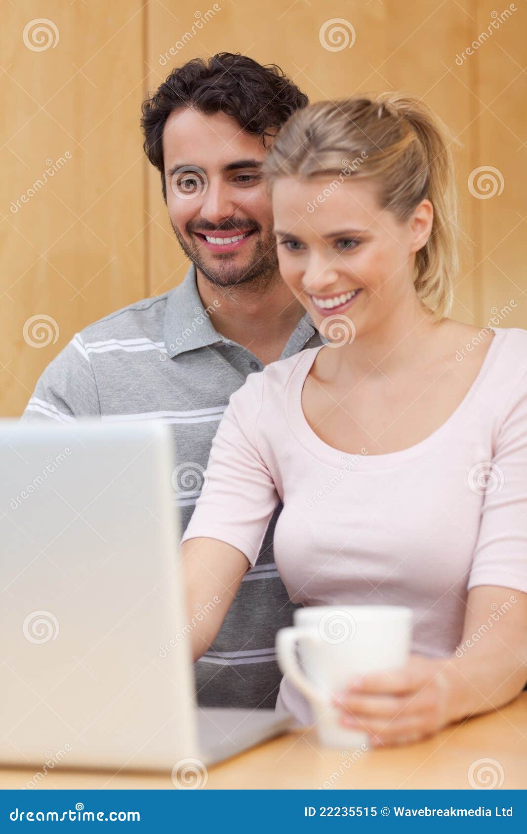 Portrait of a Couple Using a Notebook Stock Image - Image of lovers ...