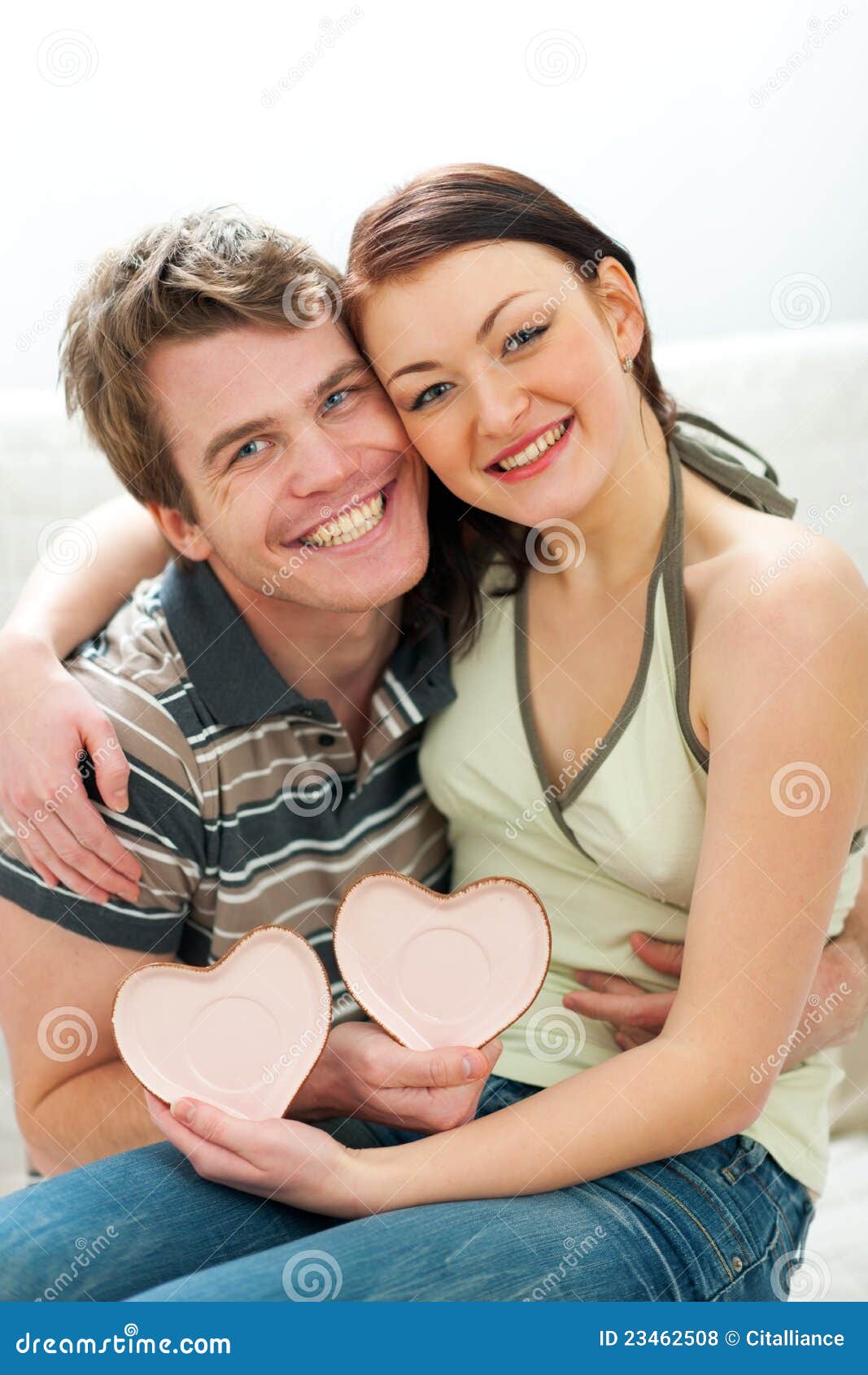 Portrait of Couple with Valentines Hearts Stock Photo - Image of girl ...