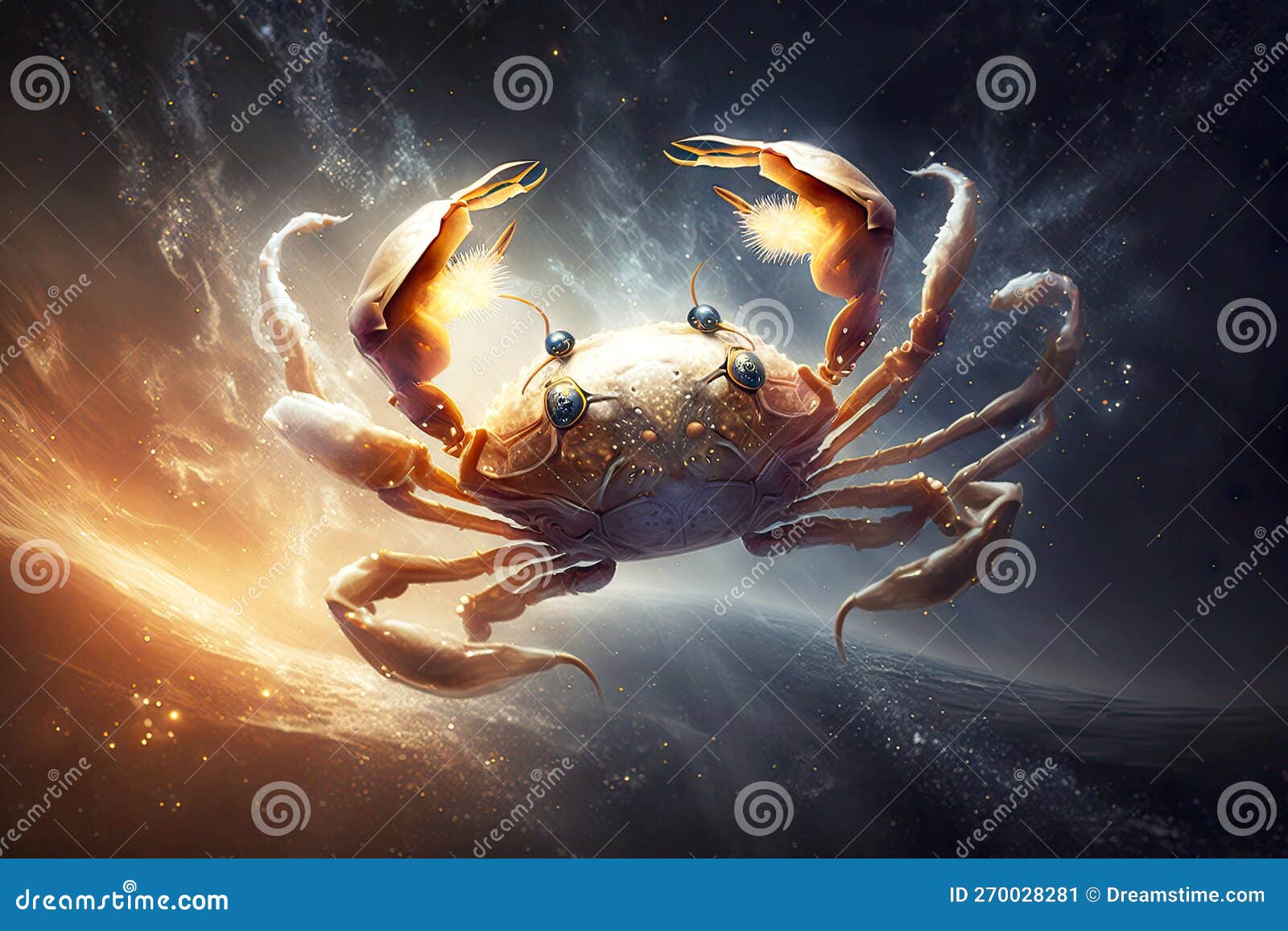 Portrait of Crab Flying in Space Stock Illustration - Illustration of ...
