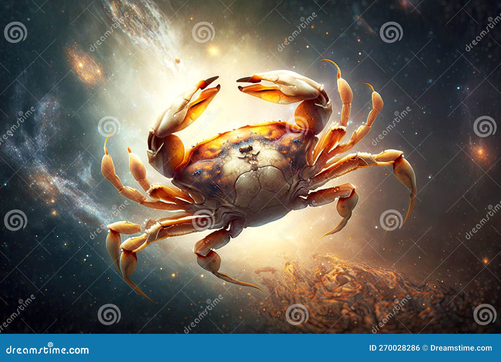 Portrait of Crab Flying in Space Stock Illustration - Illustration of ...