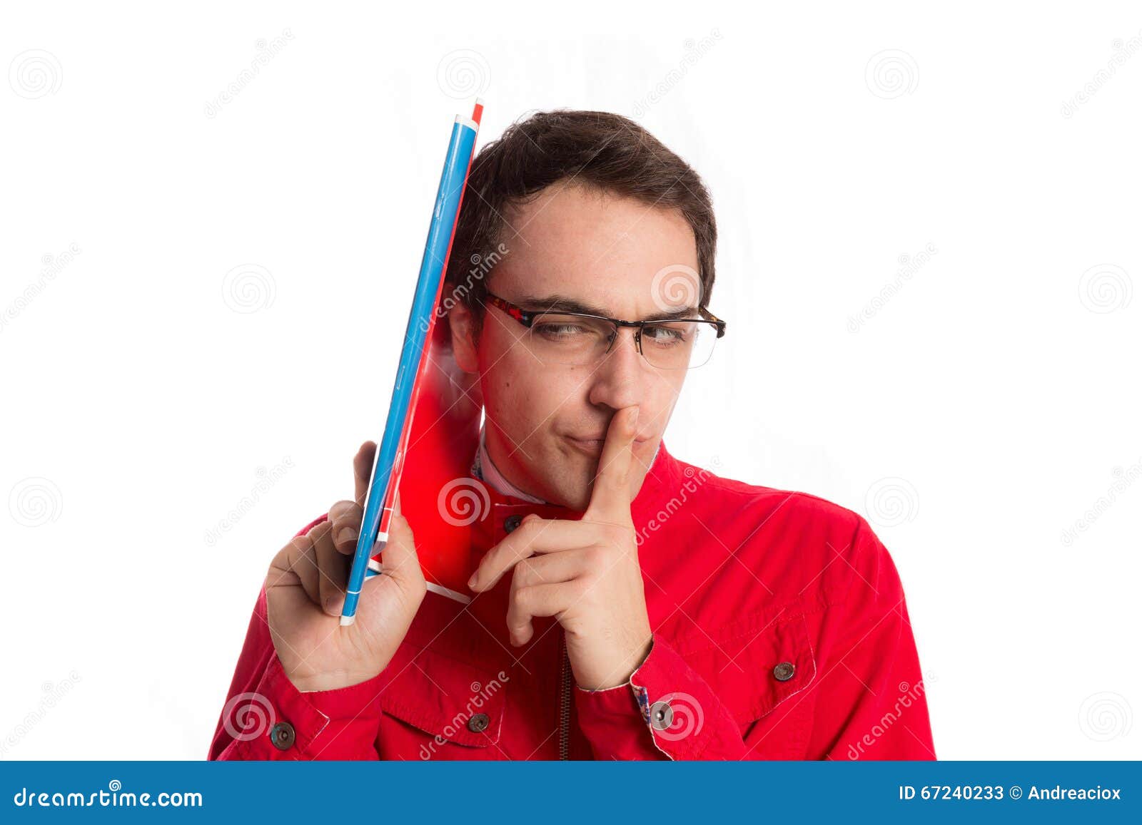 Portrait of Crafty Student Isolated on White Stock Image - Image of ...