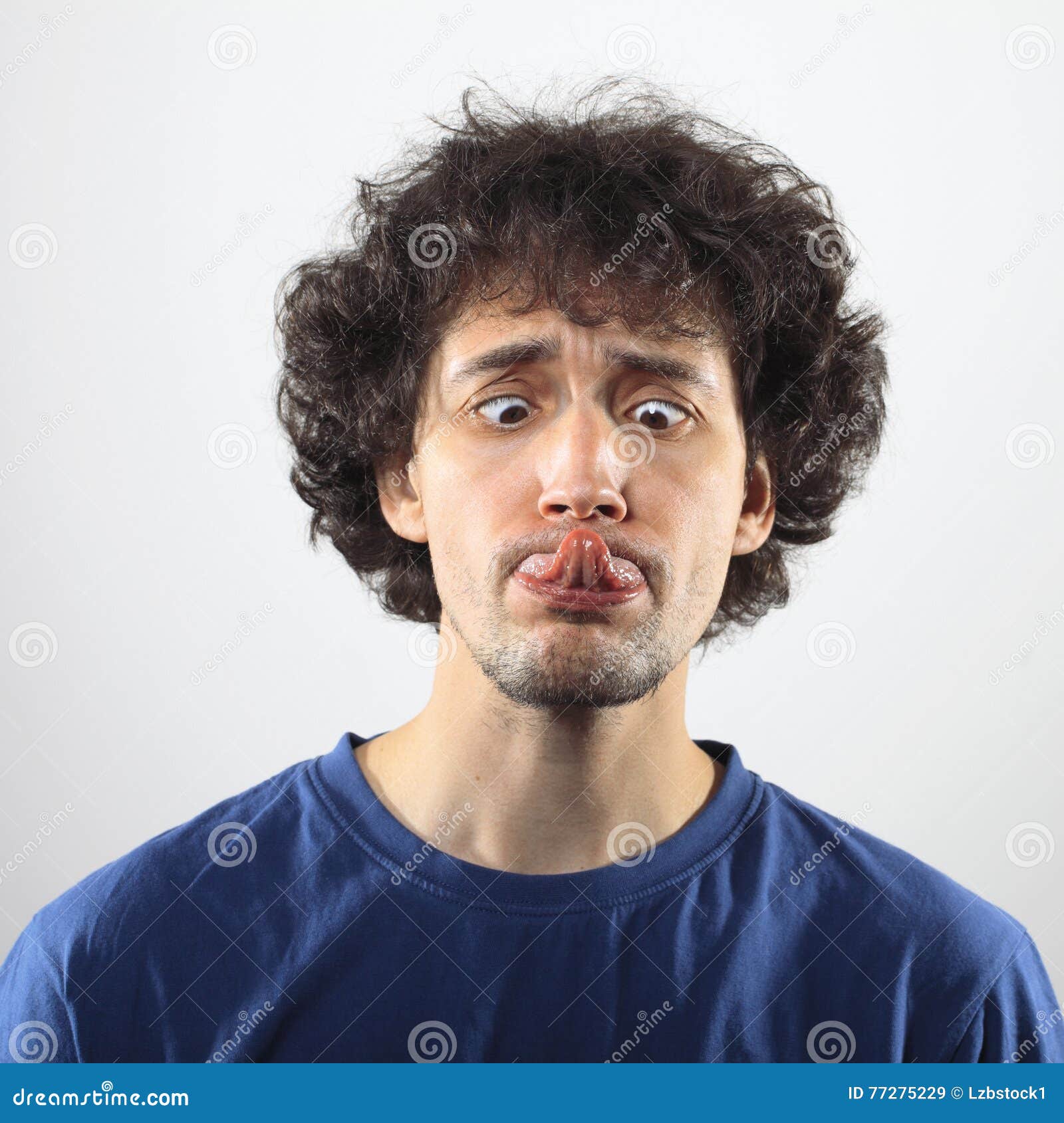 Portrait of a Crazy Young Men. Stock Image - Image of fashion, face ...