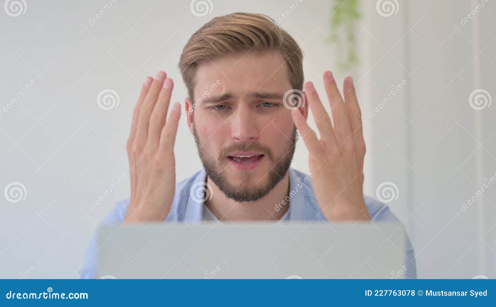 Portrait of Man with Laptop Having Loss, Failure Stock Photo - Image of ...