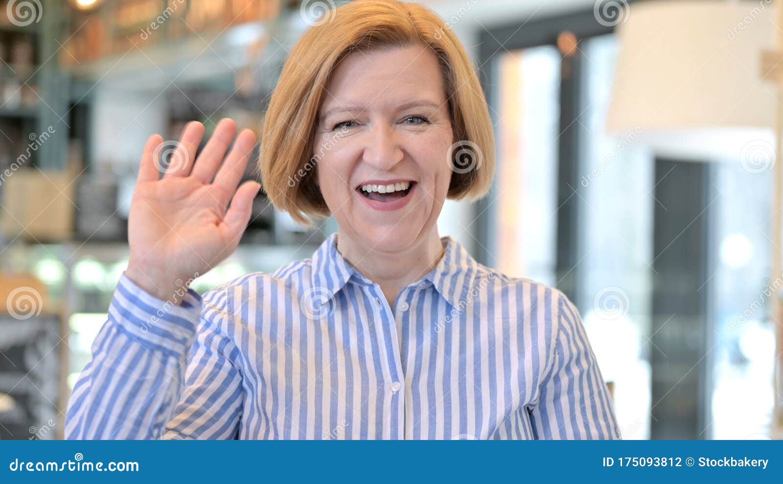 Portrait of Creative Old Woman Waving at the Camera Stock Photo - Image ...