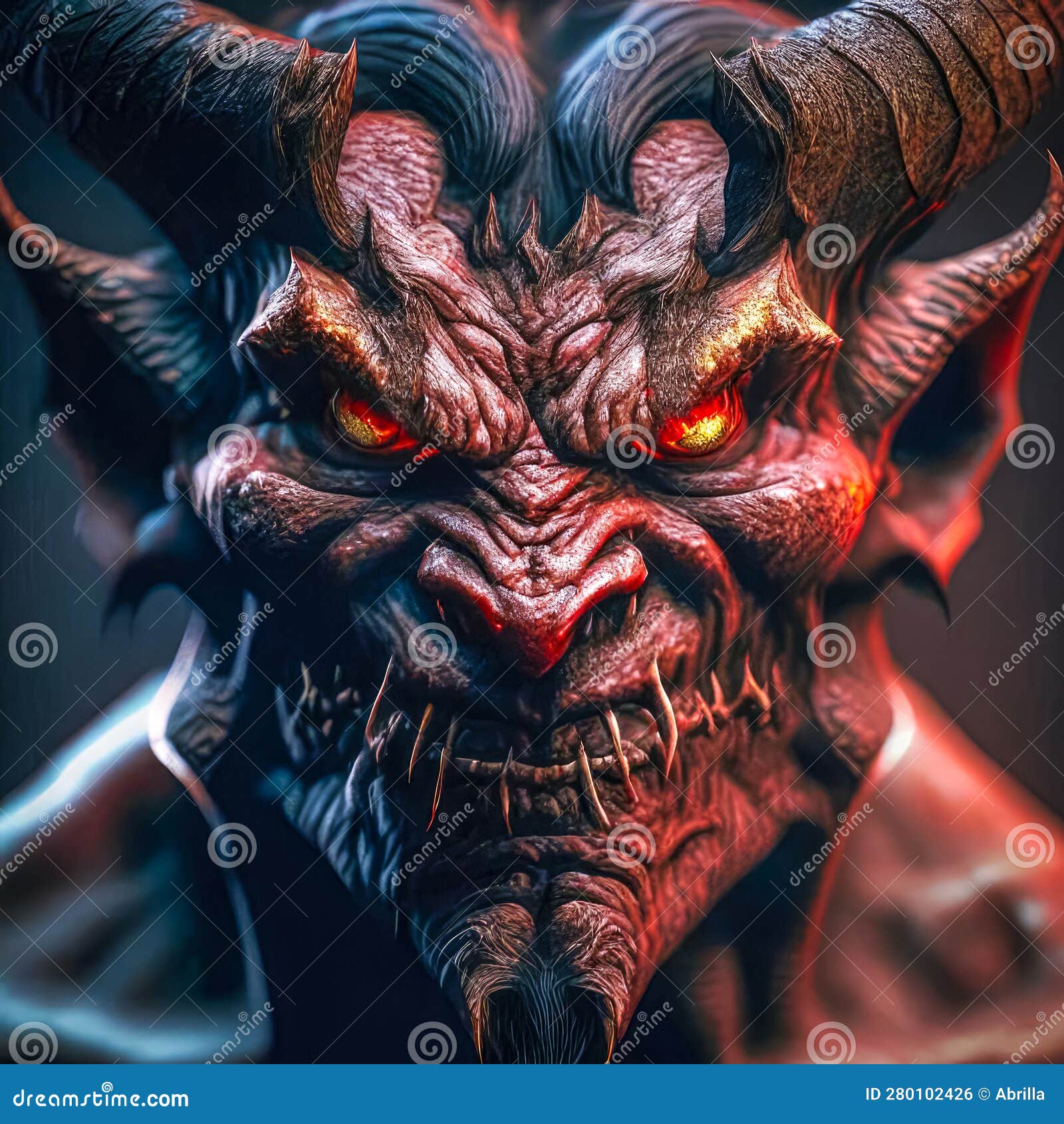 Portrait of a Creepy Scary Demon. Generative AI Stock Illustration ...