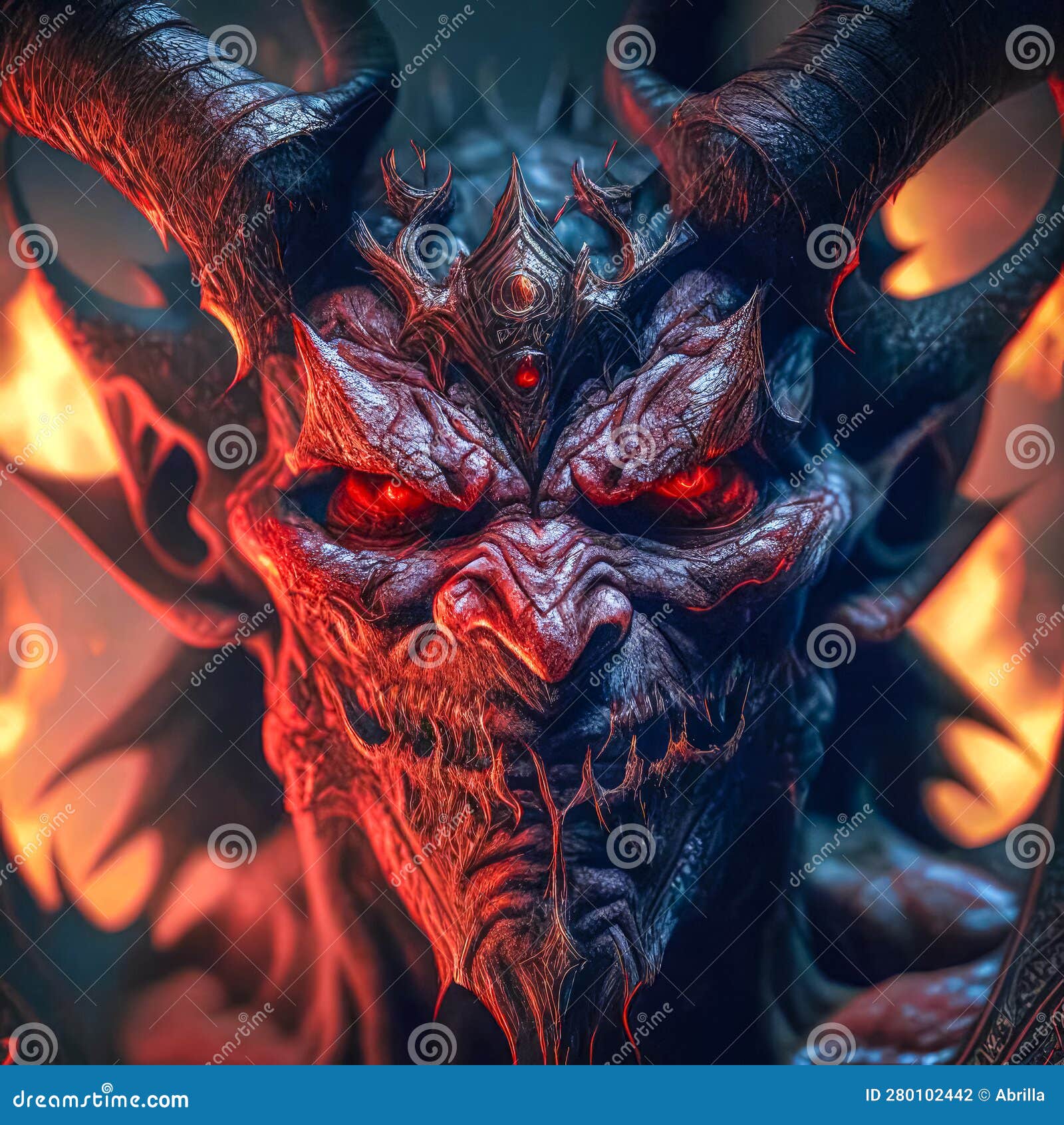 Portrait of a Creepy Scary Demon. Generative AI Stock Illustration ...