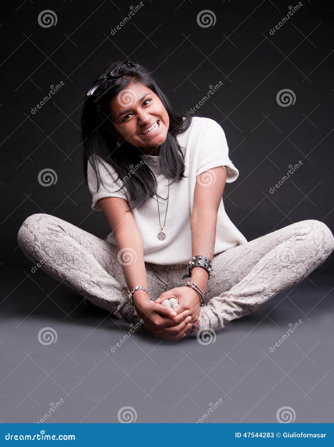 Portrait of a Crouched Indian Girl Stock Image - Image of people ...