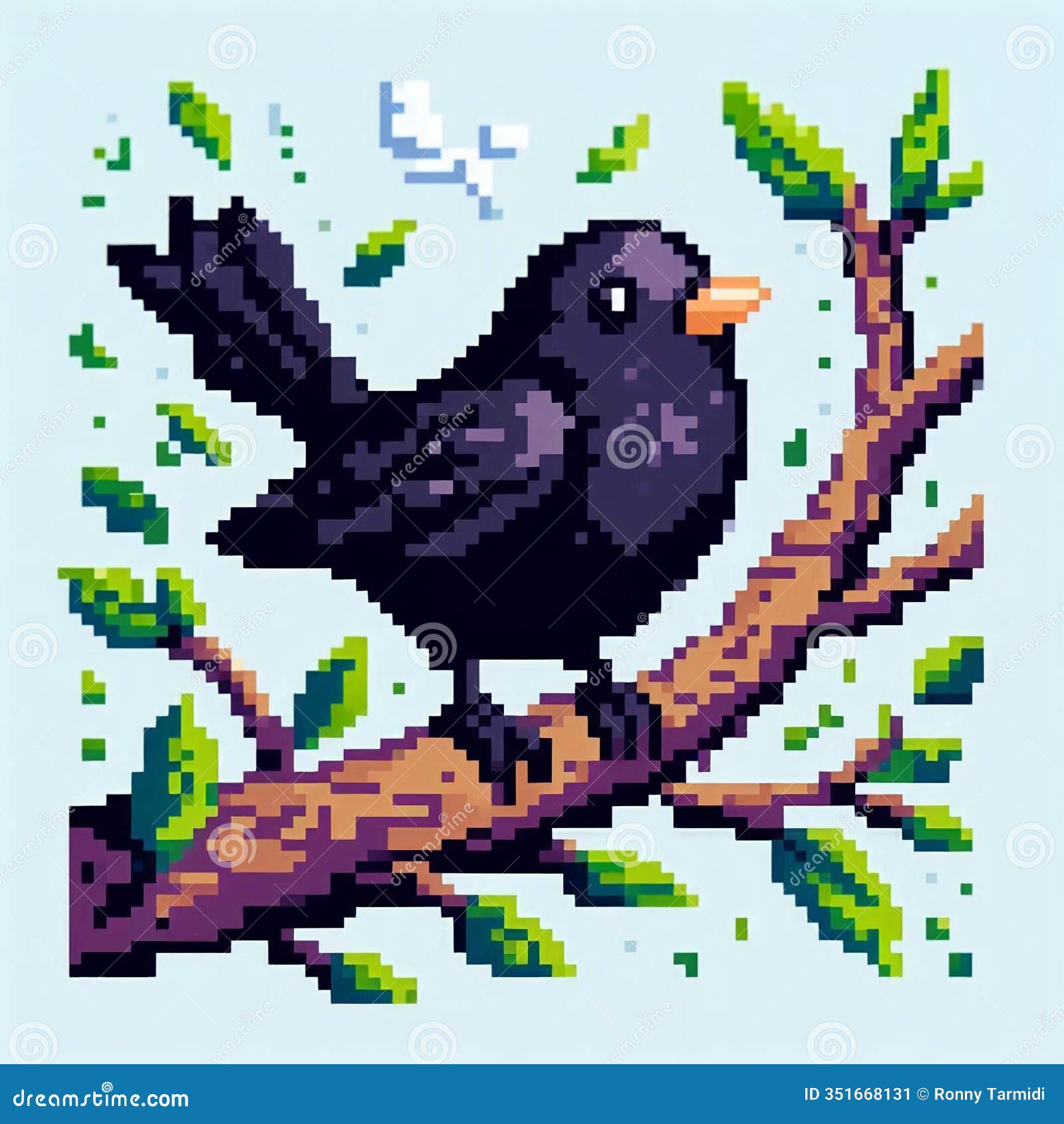 Portrait Of A Crow, Pixel Art Stock Image | CartoonDealer.com #351668131