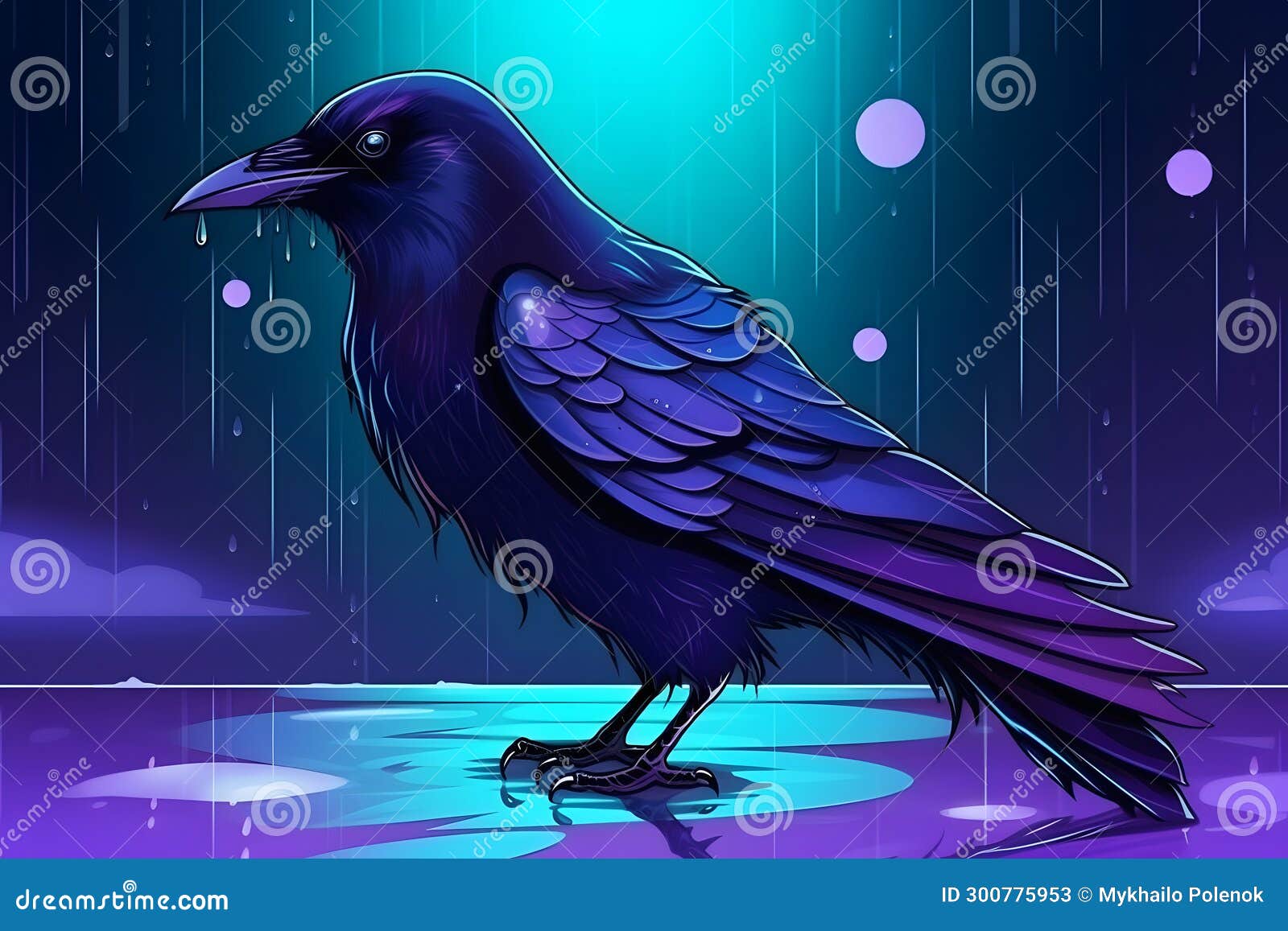 Portrait of Crow in the Rain. Neural Network AI Generated Neural ...