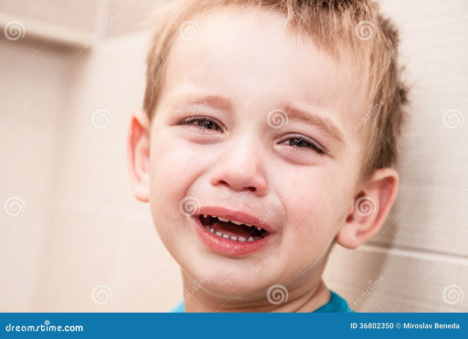 Portrait of Crying Baby Boy in Home Stock Photo - Image of anger ...