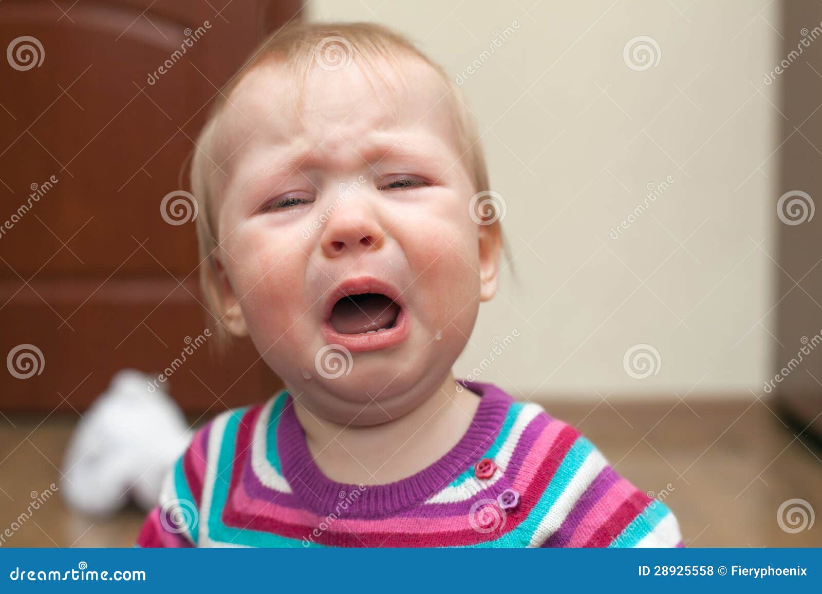 Portrait of Crying Baby Girl Stock Photo - Image of scared, crying ...