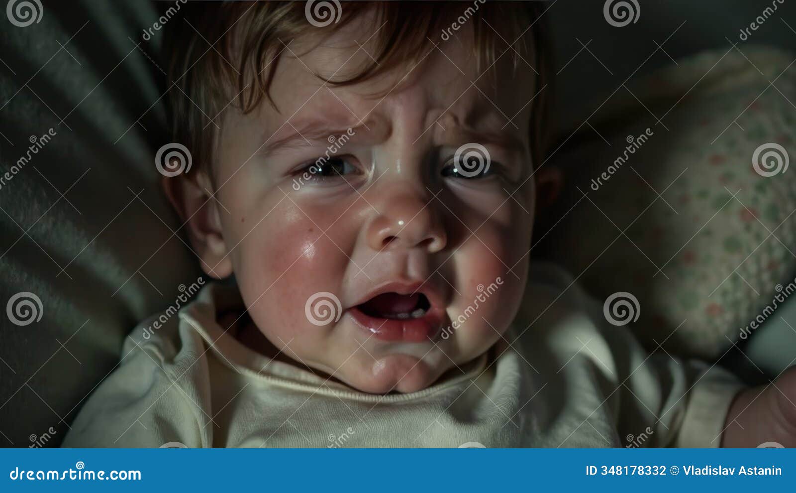 Portrait of a Crying Child Sitting in a Room Stock Photo - Image of ...