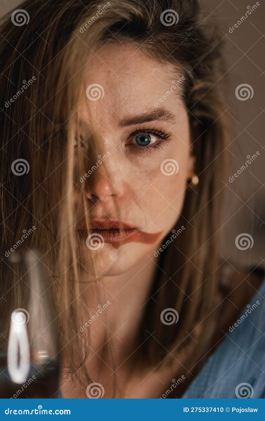Portrait of Crying Woman Doing Her Make Up. Stock Photo - Image of hair ...