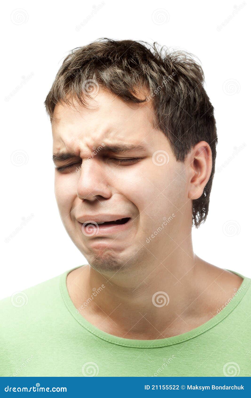 Crying Young Teenage Girl In Jeans Overalls Isolated Stock Image ...