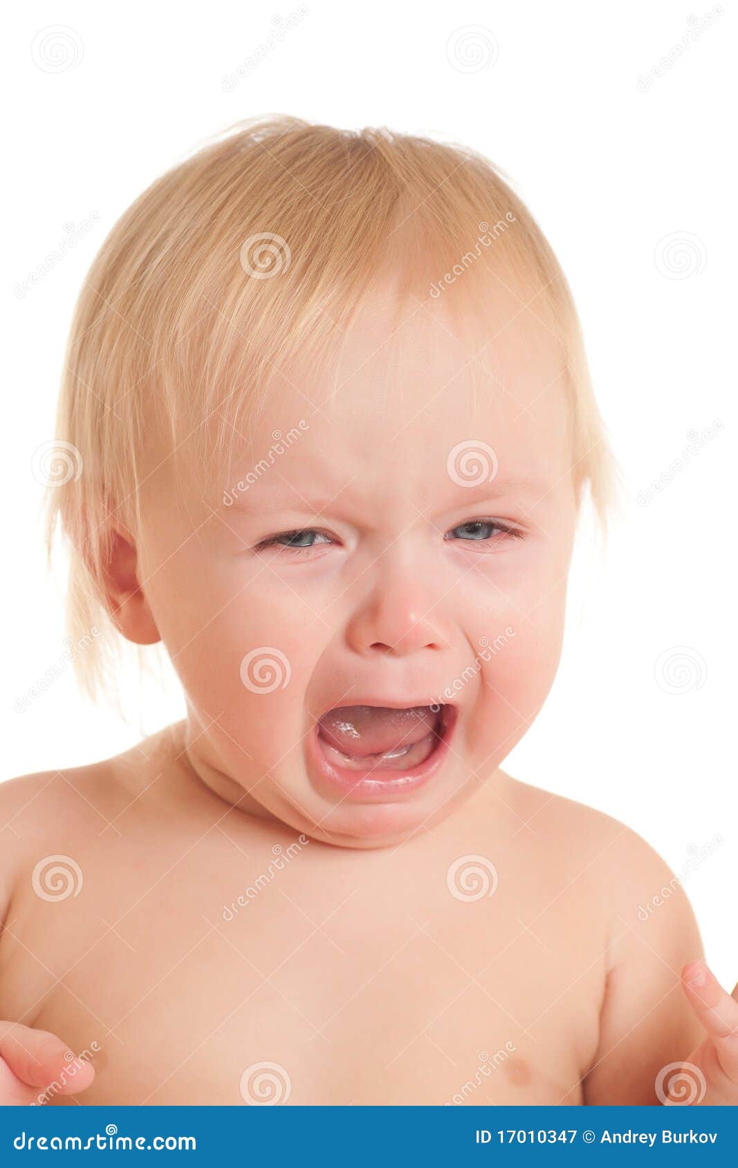Portrait of Crying Young Sitting Baby Stock Image - Image of behavior ...