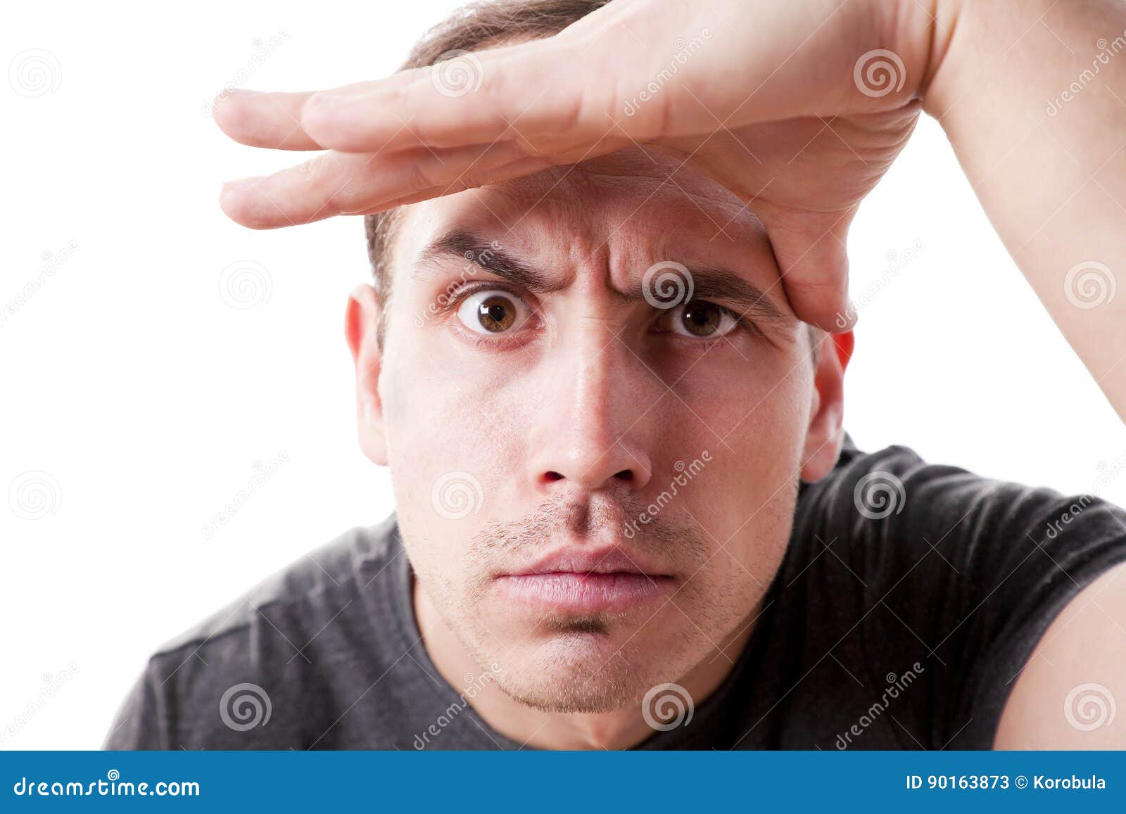 Portrait of a Curious Young Man Stock Image - Image of peek, face: 90163873
