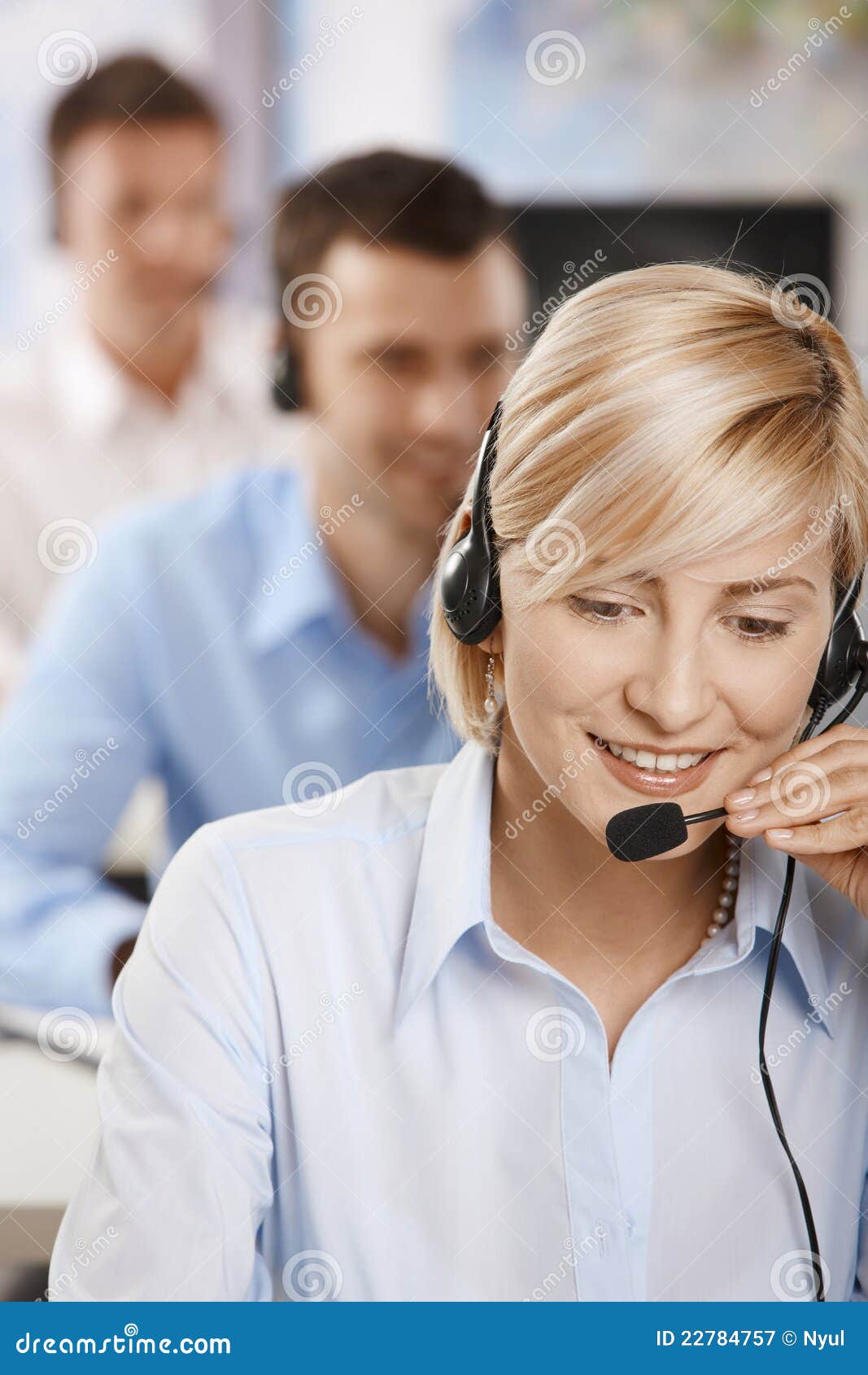 Portrait of Customer Service Operator Stock Image - Image of desk ...