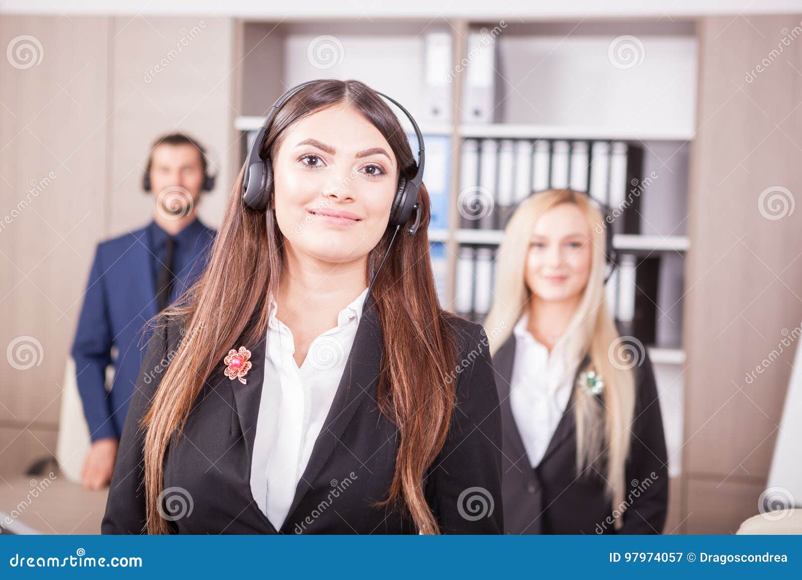 Portrait of Customer Support Line Worker Stock Image - Image of ...
