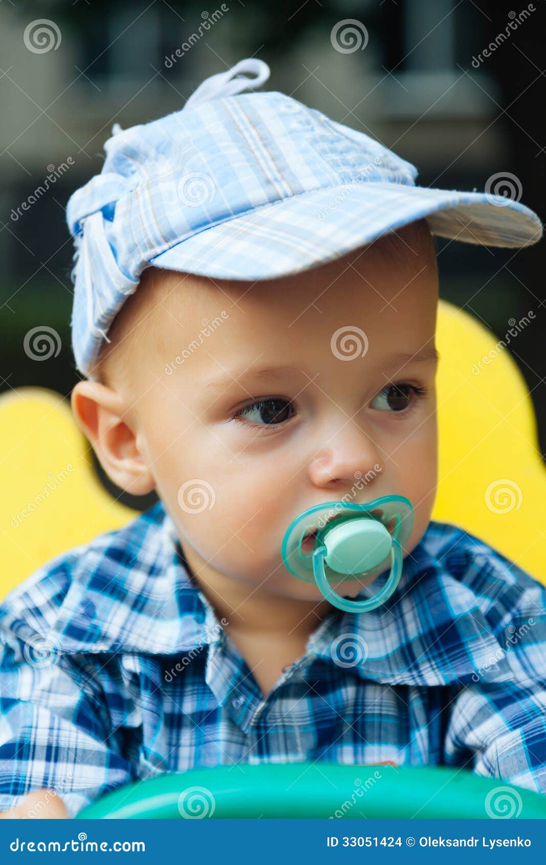 Portrait of a Cute Baby with Pacifier Stock Photo - Image of grass ...