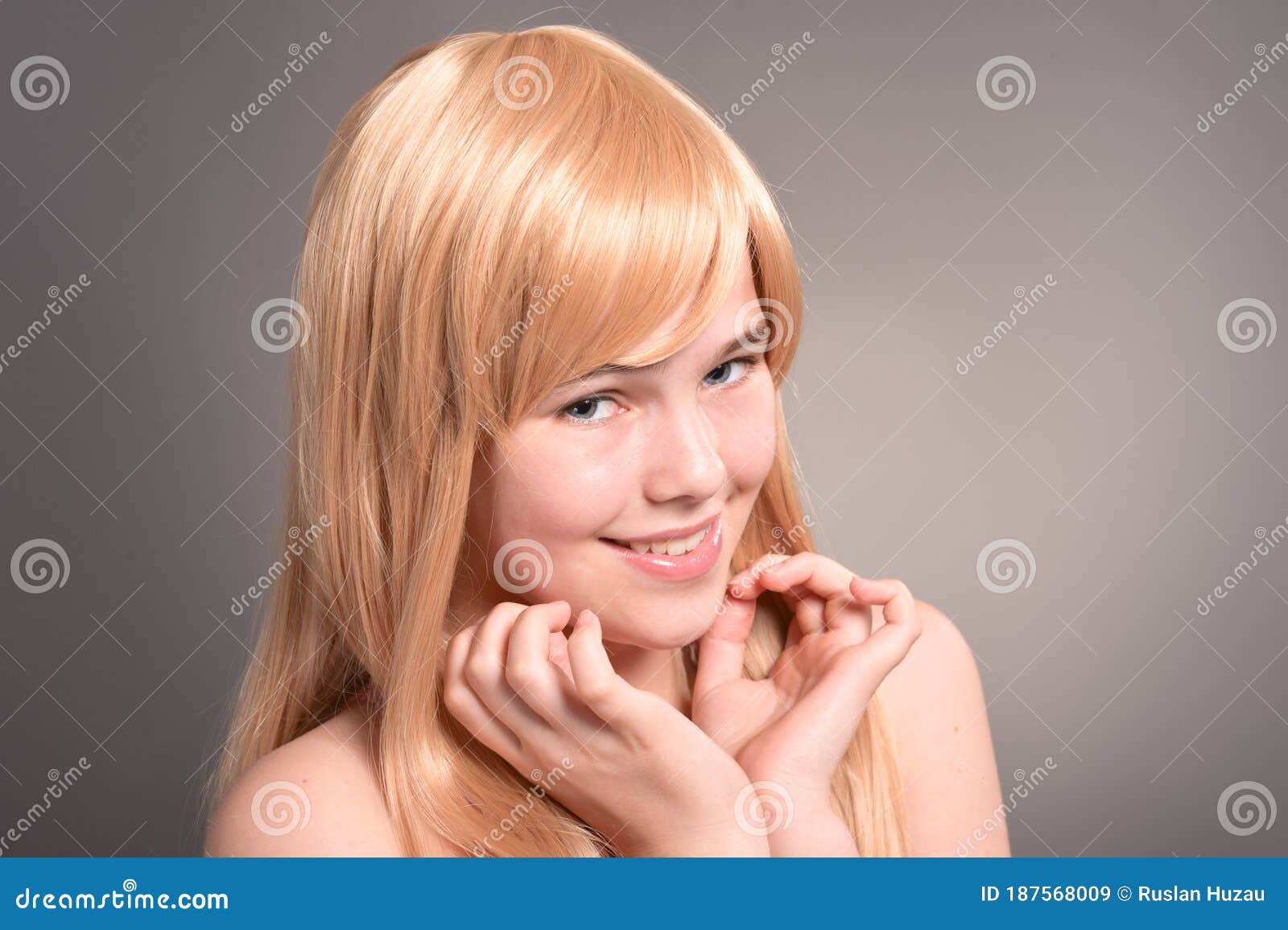 Portrait of Cute Blonde Girl Posing in Studio Stock Image - Image of ...