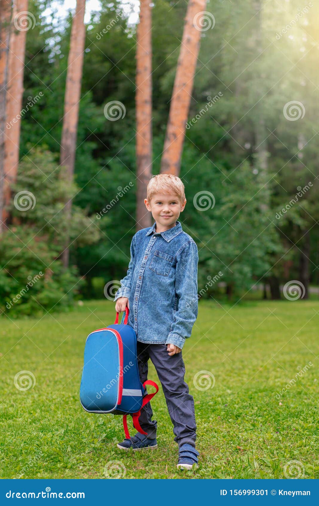 Portrait of Cute Boy with Backpack. School Stock Image - Image of male ...