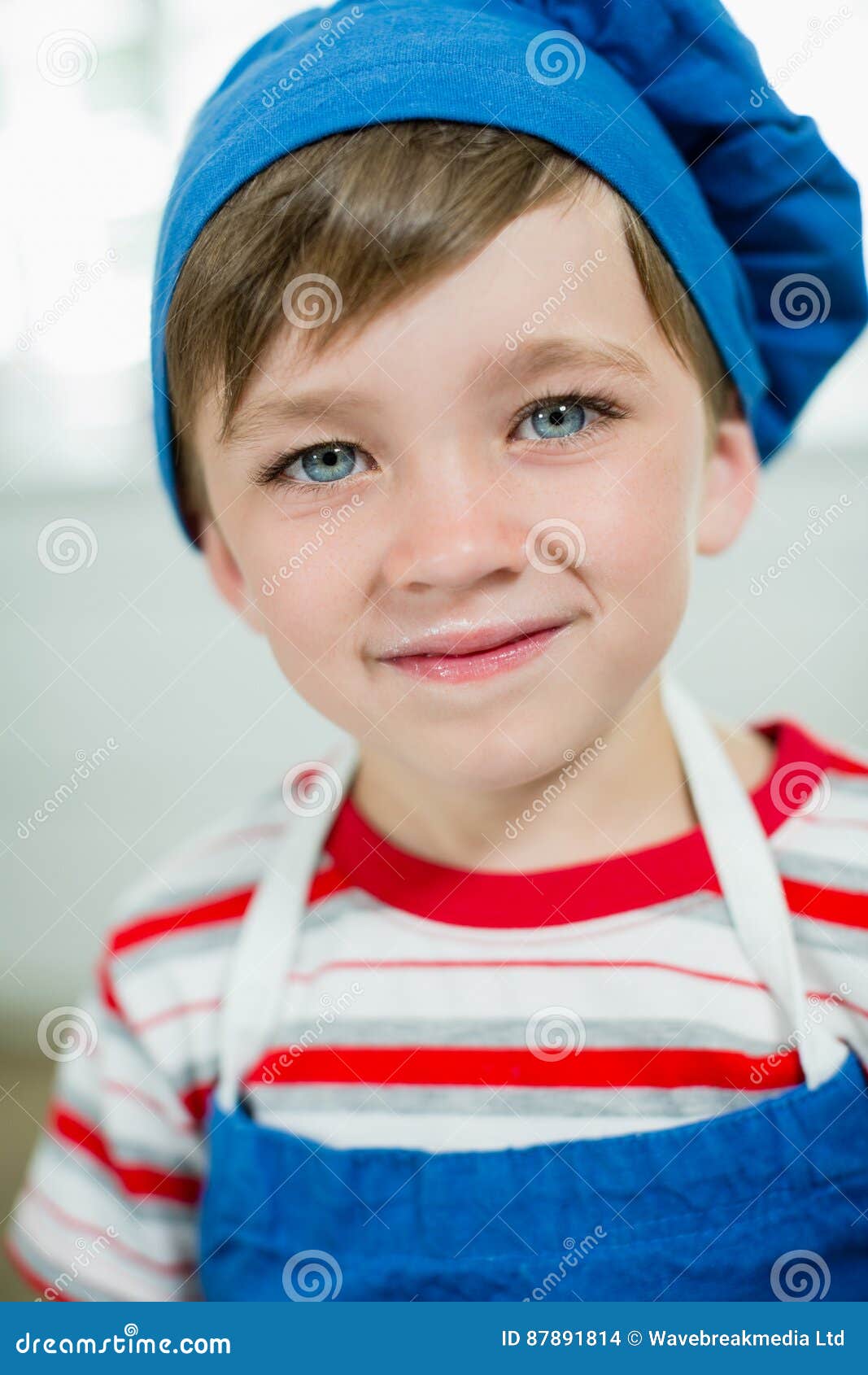 Portrait of Cute Boy in Chef Hat and Apron Stock Photo - Image of cute ...