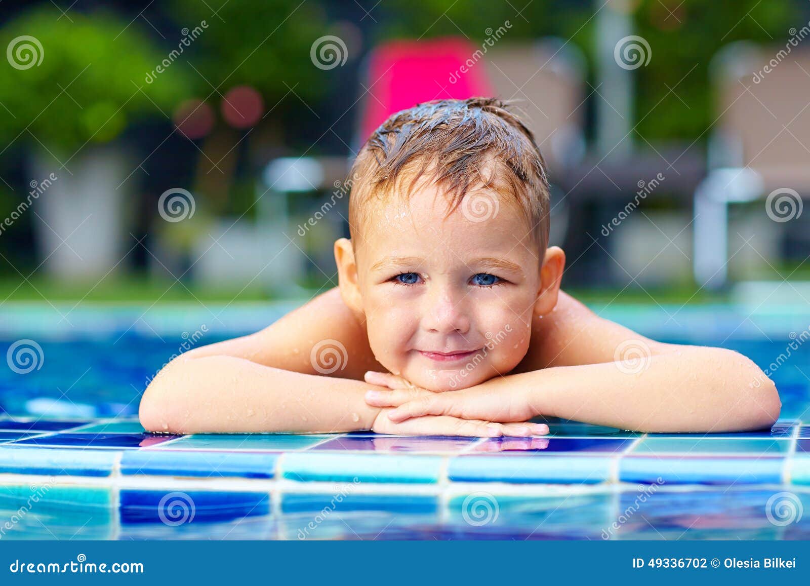 Portrait of Cute Boy Kid in Pool Stock Photo - Image of cute, active ...