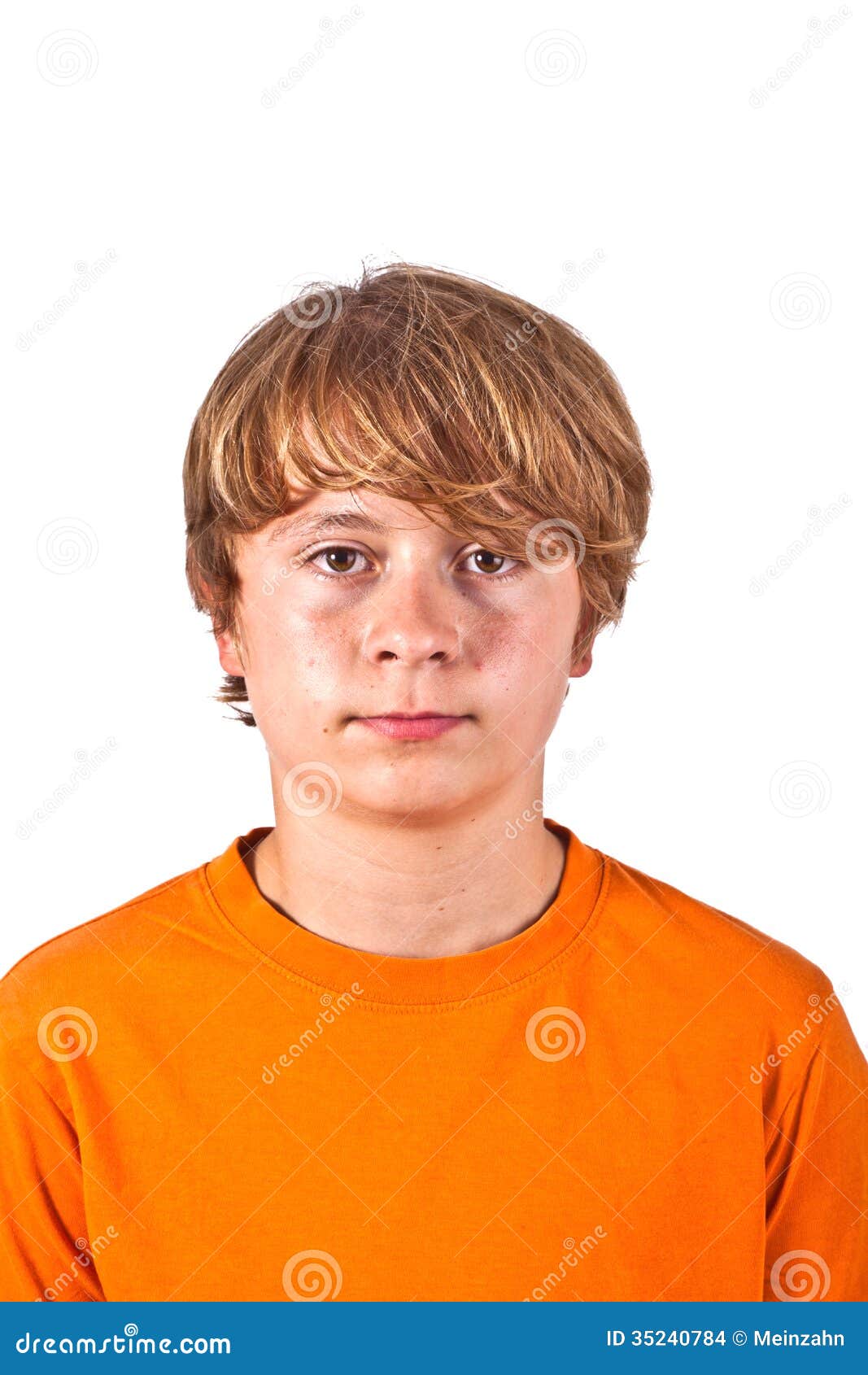 Portrait of Cute Boy with Orange Stock Photo - Image of natural, model ...