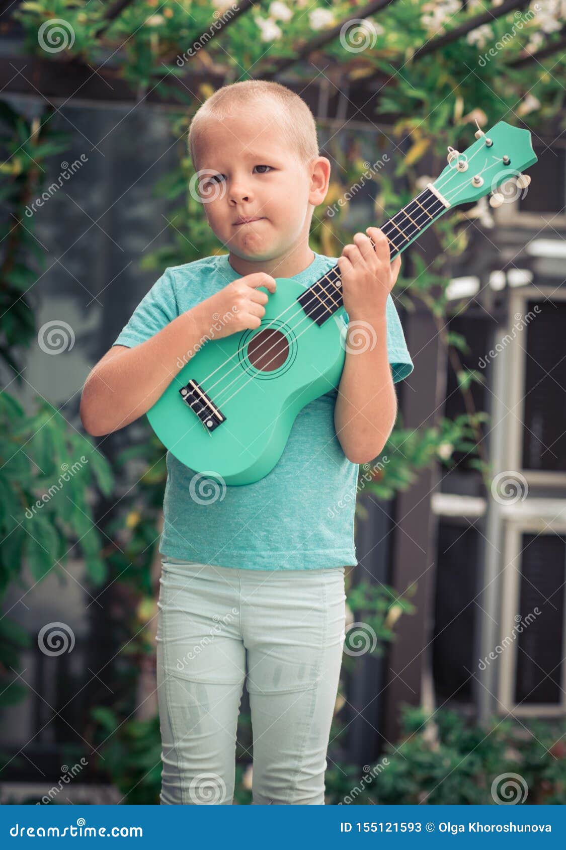 Portrait of a Cute Boy with Ukulele Stock Image - Image of lifestyle ...