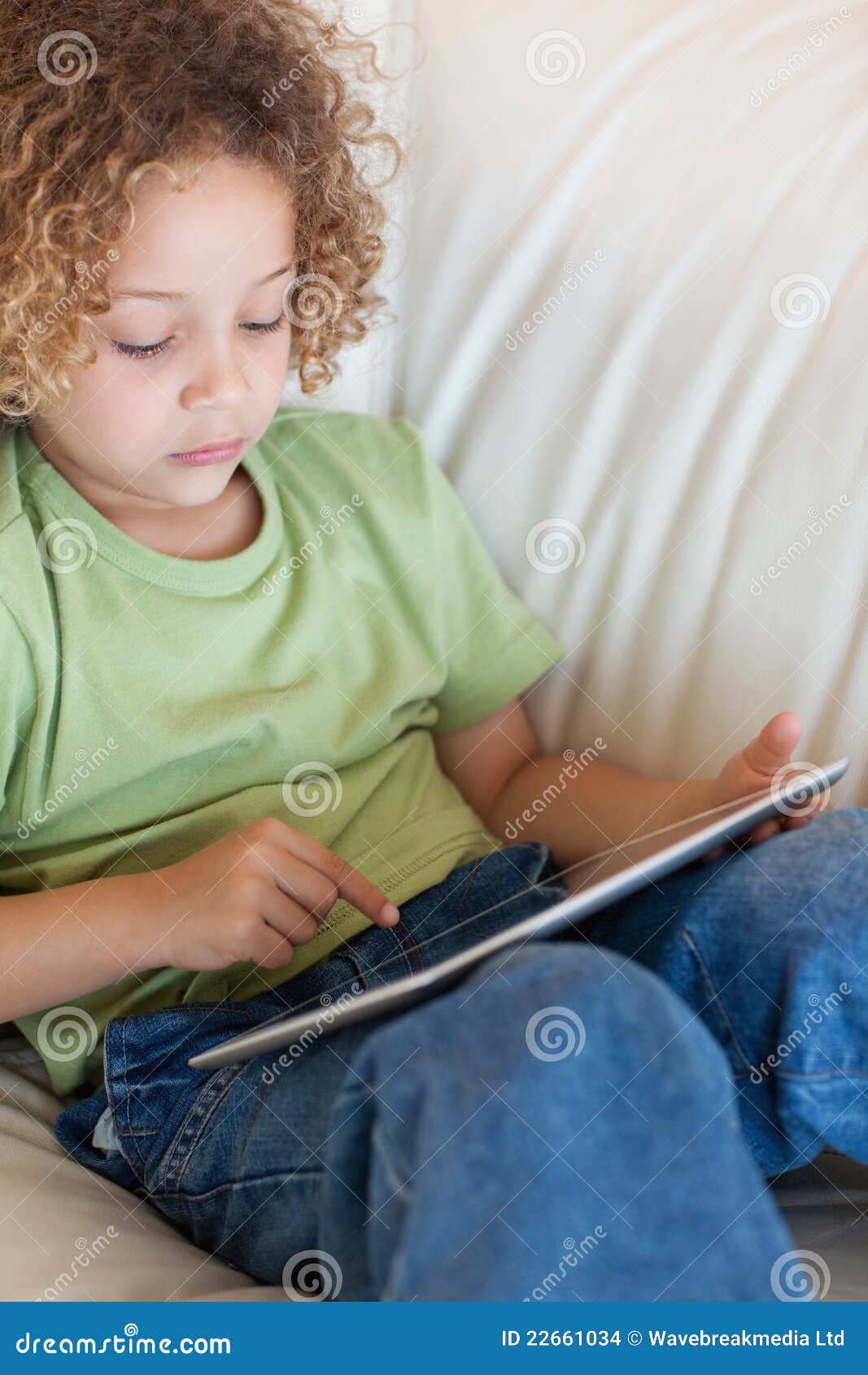 Portrait of a Cute Boy Using a Tablet Computer Stock Photo - Image of ...
