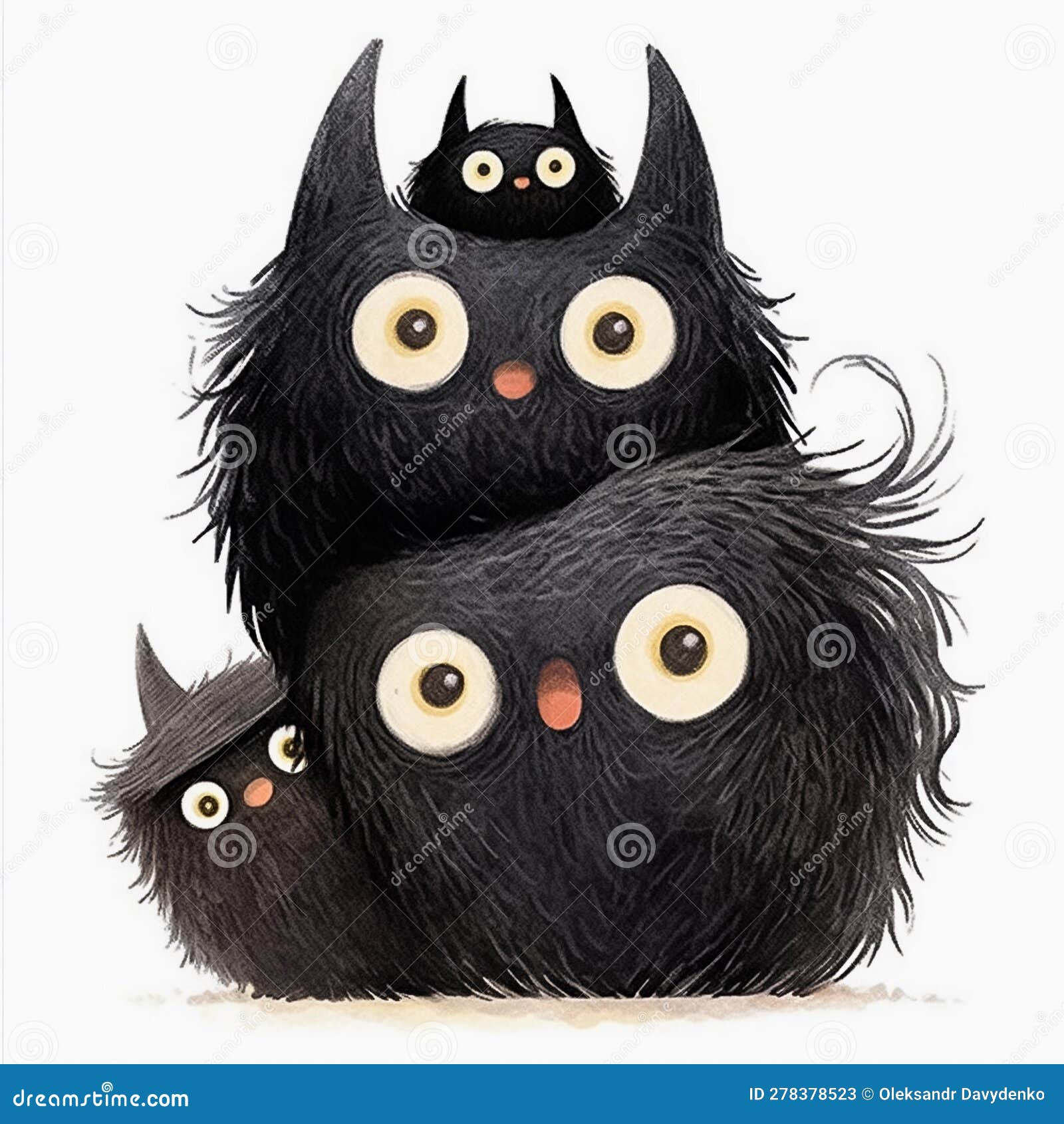 Portrait of Cute Cartoon Black Monsters. Generative AI Stock ...