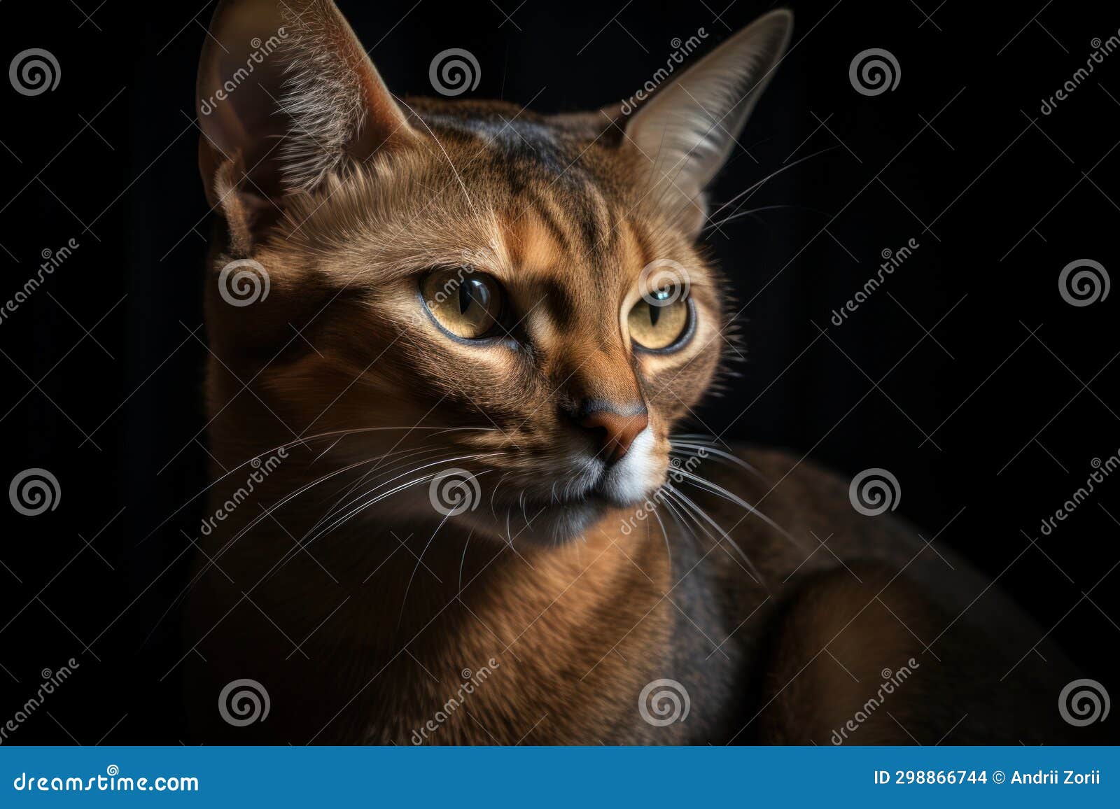 Portrait of a Cute Cat Looking Away. Abyssian Cat. Stock Photo - Image ...