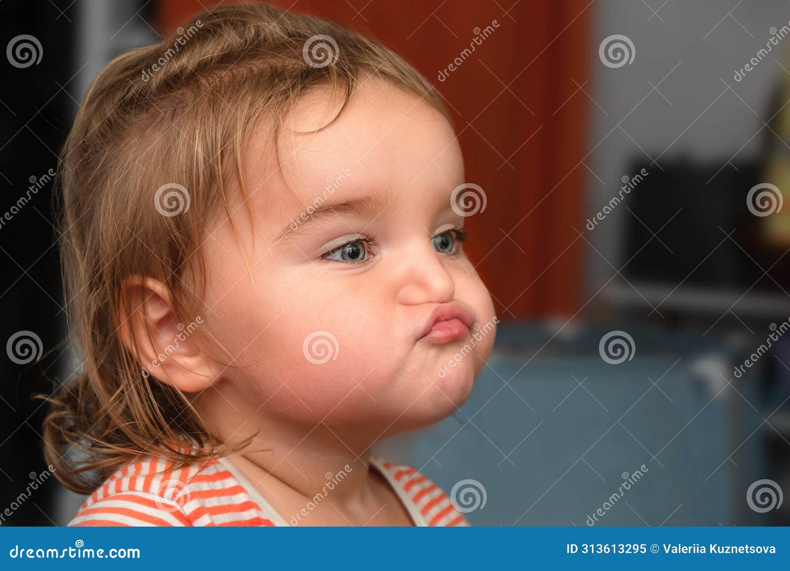 Portrait of a Cute Child with a Grimace Stock Image - Image of ...
