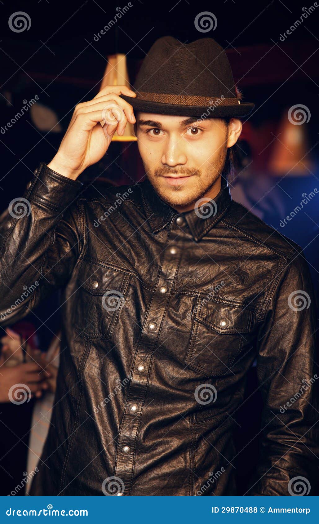 Cute Dude Looking Cool in Black Stock Photo - Image of cute, moustache ...