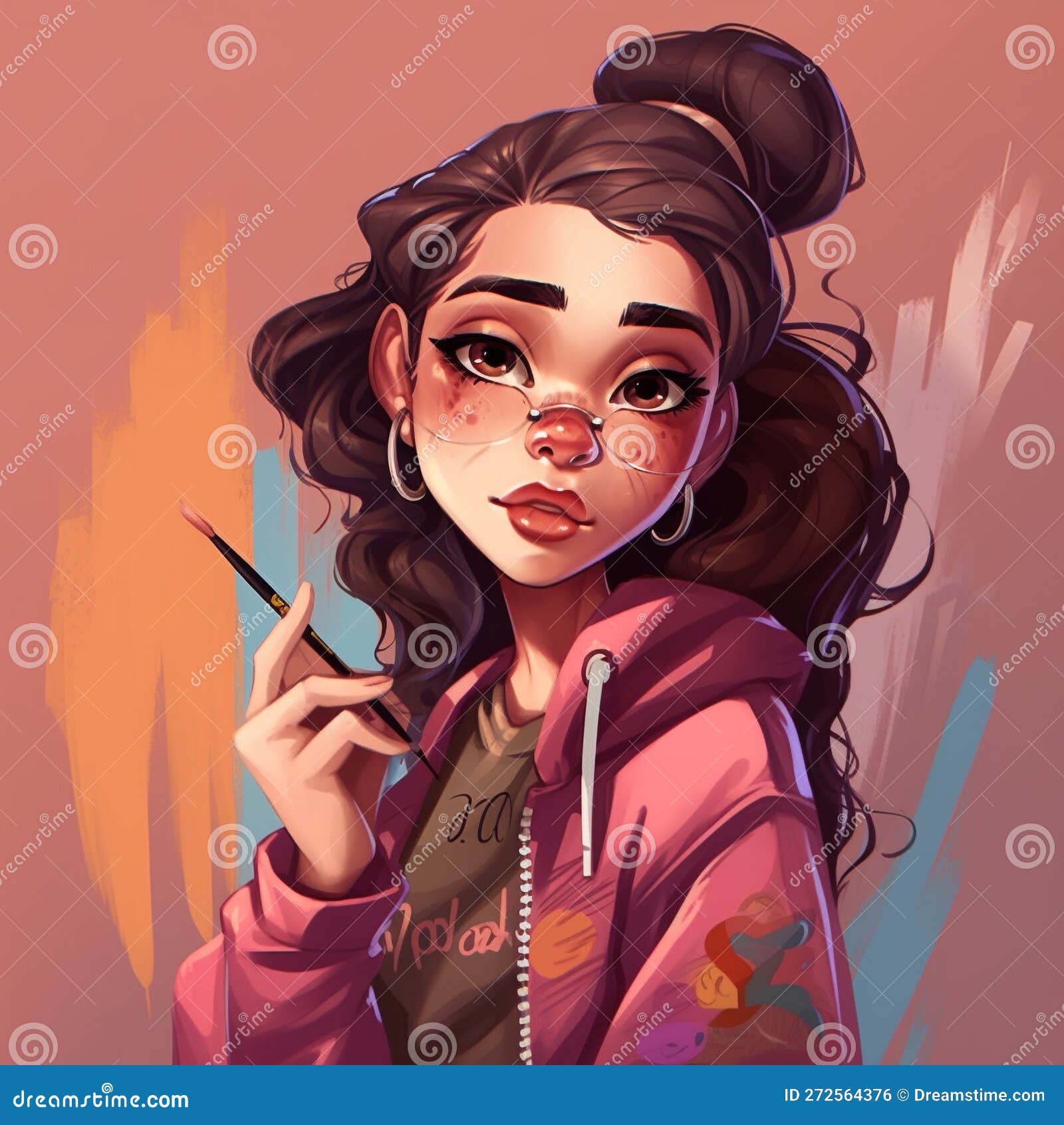 Portrait of a Cute Female Artist. AI Generated Stock Illustration ...