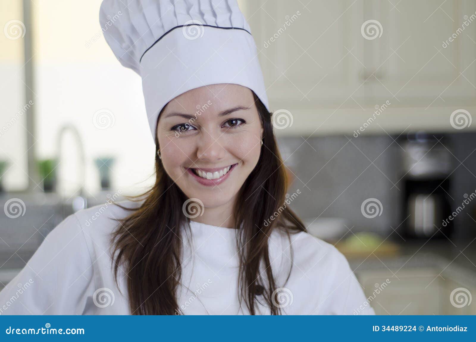 Portrait of Cute Female Chef Stock Photo - Image of young, welcome ...