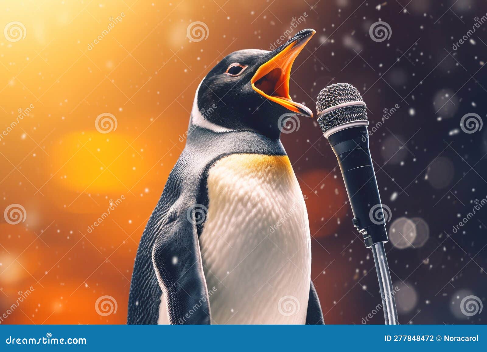 Cute Fluffy Penguin Singing Generative AI Stock Photo - Image of snow ...