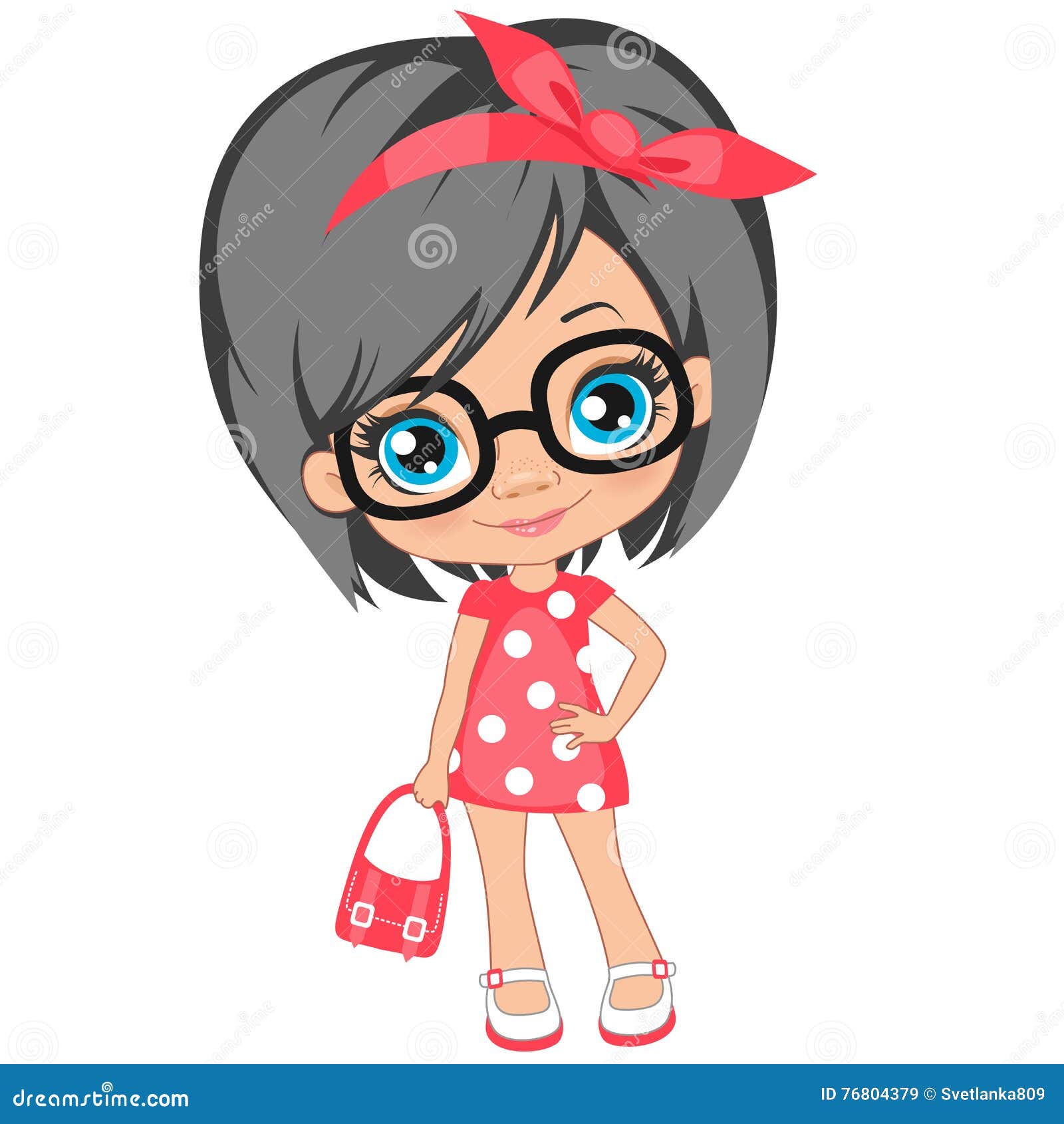Portrait Of A Cute Girl In Glasses Stock Vector Illustration Of Face
