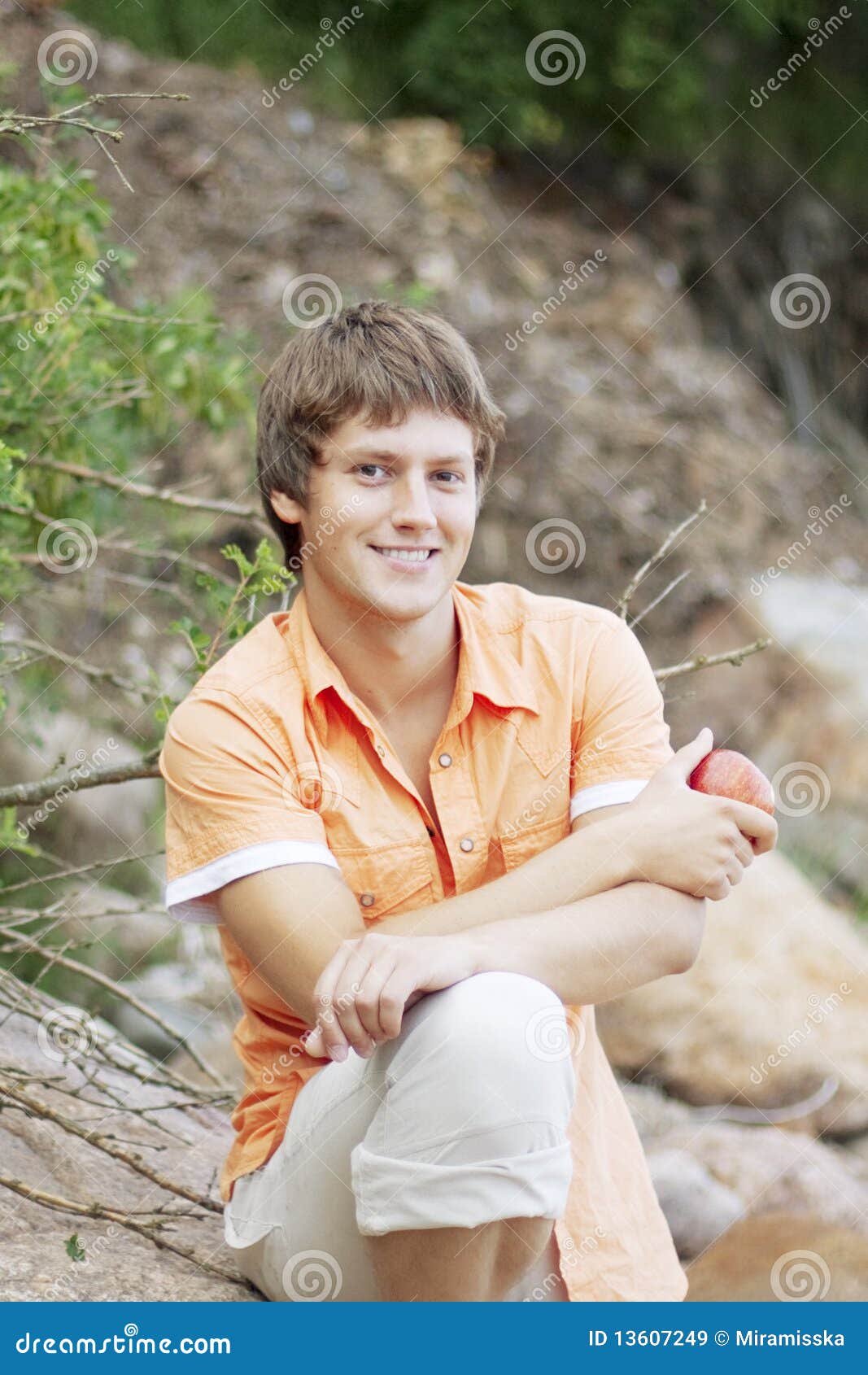 Portrait of a Cute Guy on the Nature Stock Image - Image of confident ...