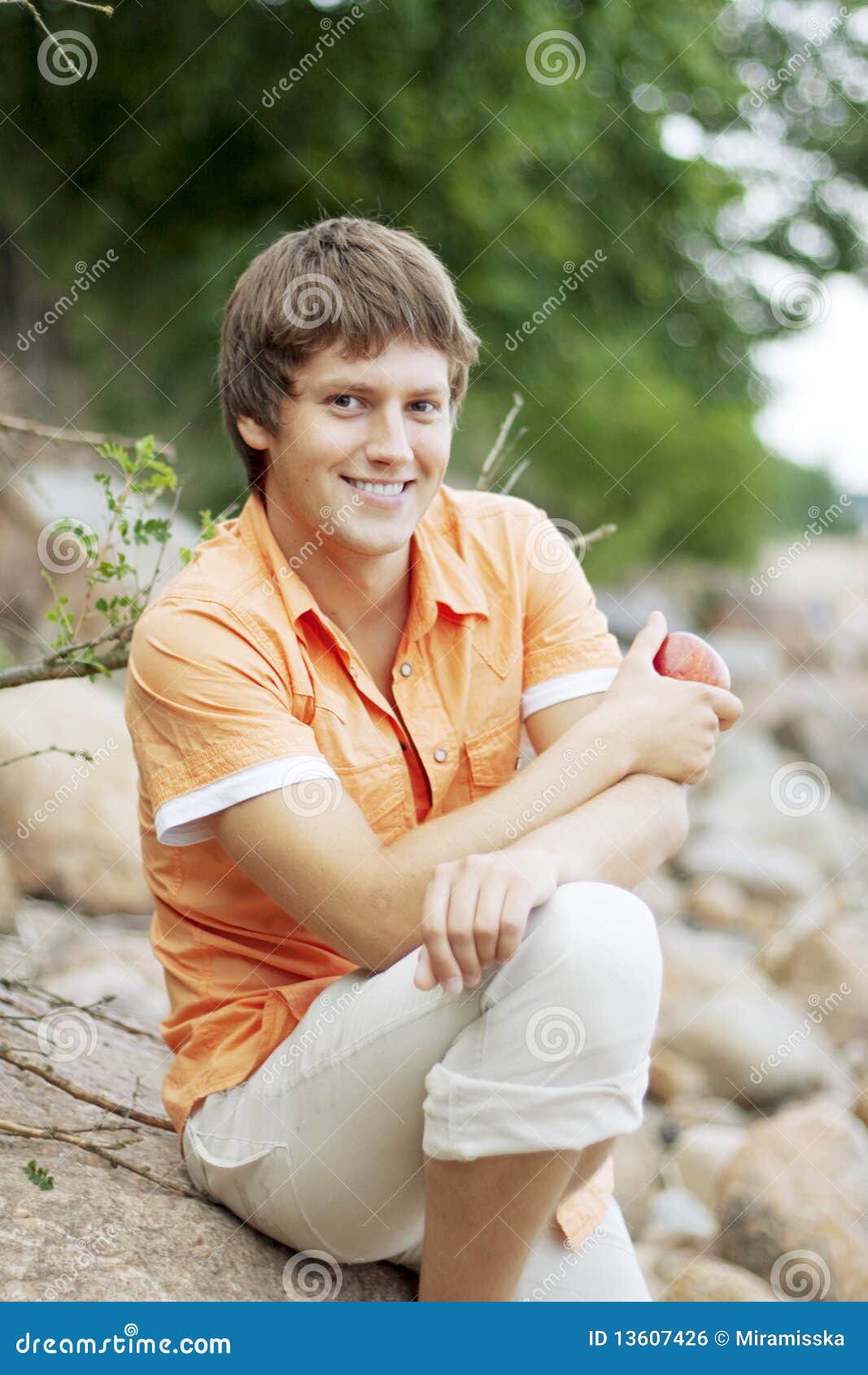 Portrait of a Cute Guy on the Nature Stock Photo - Image of handsome ...