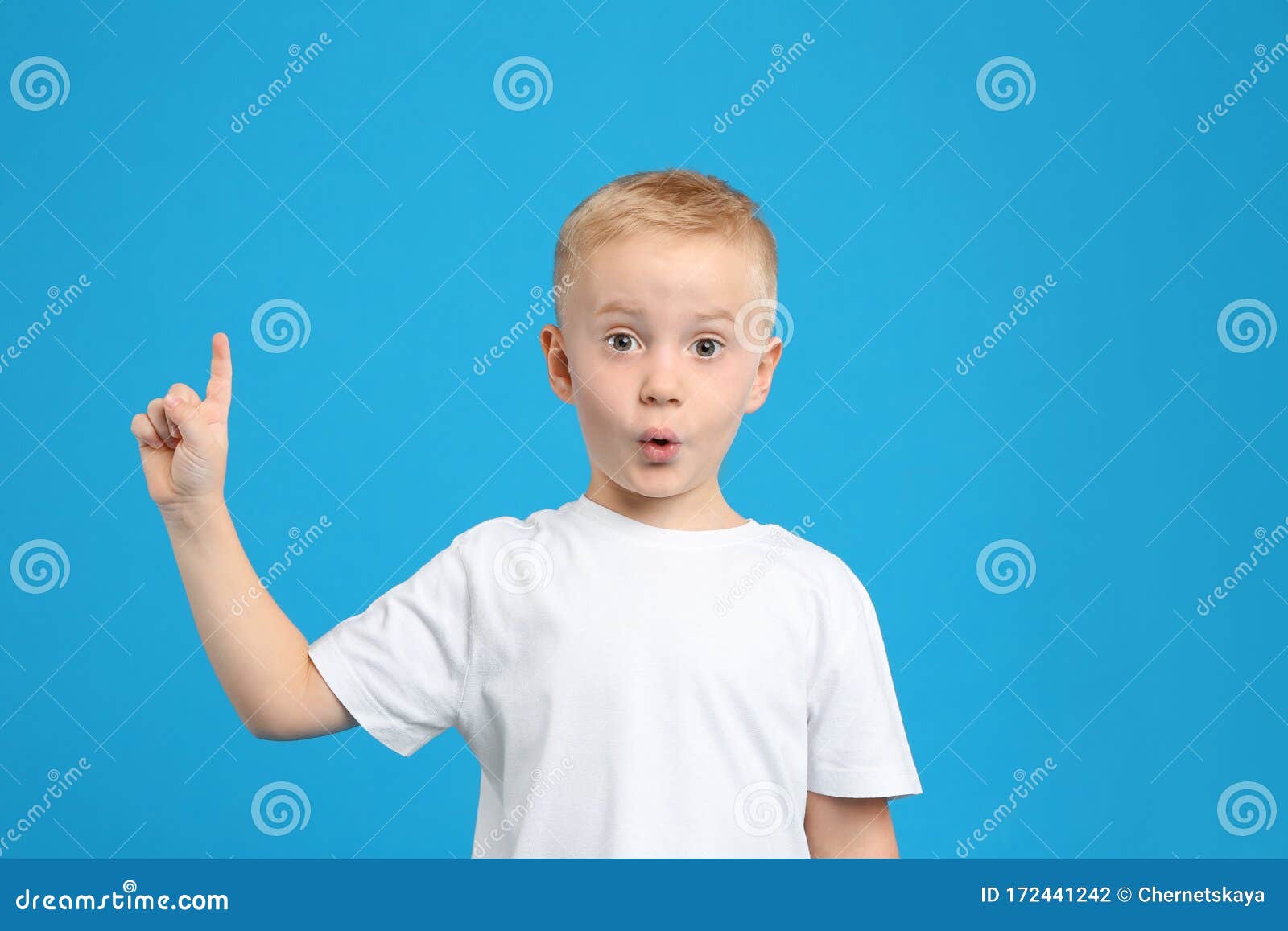 Portrait of Cute Little Boy on Blue Background Stock Photo - Image of ...