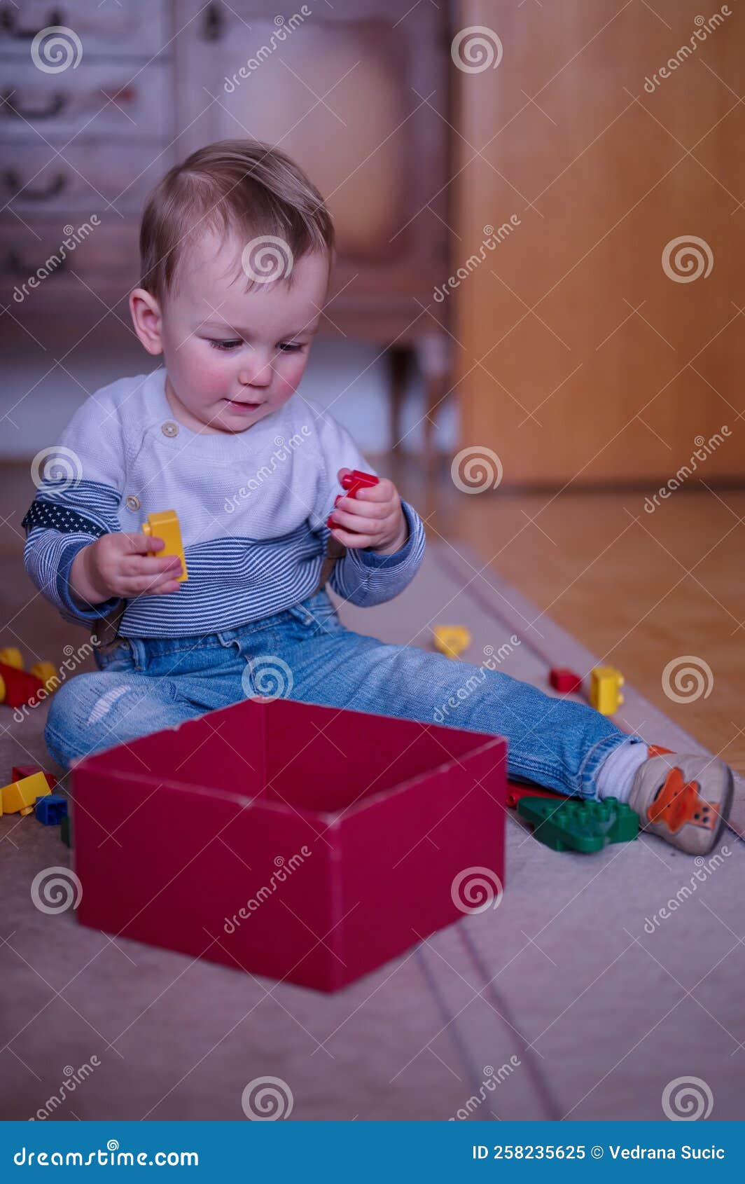 Cute Little Boy Playing on the Floor Stock Image - Image of life ...