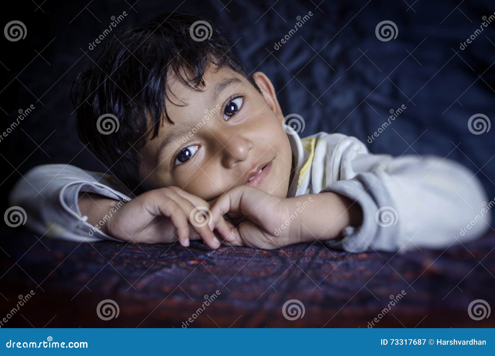 Portrait of Cute Little Child Folded Hands Stock Image - Image of ...